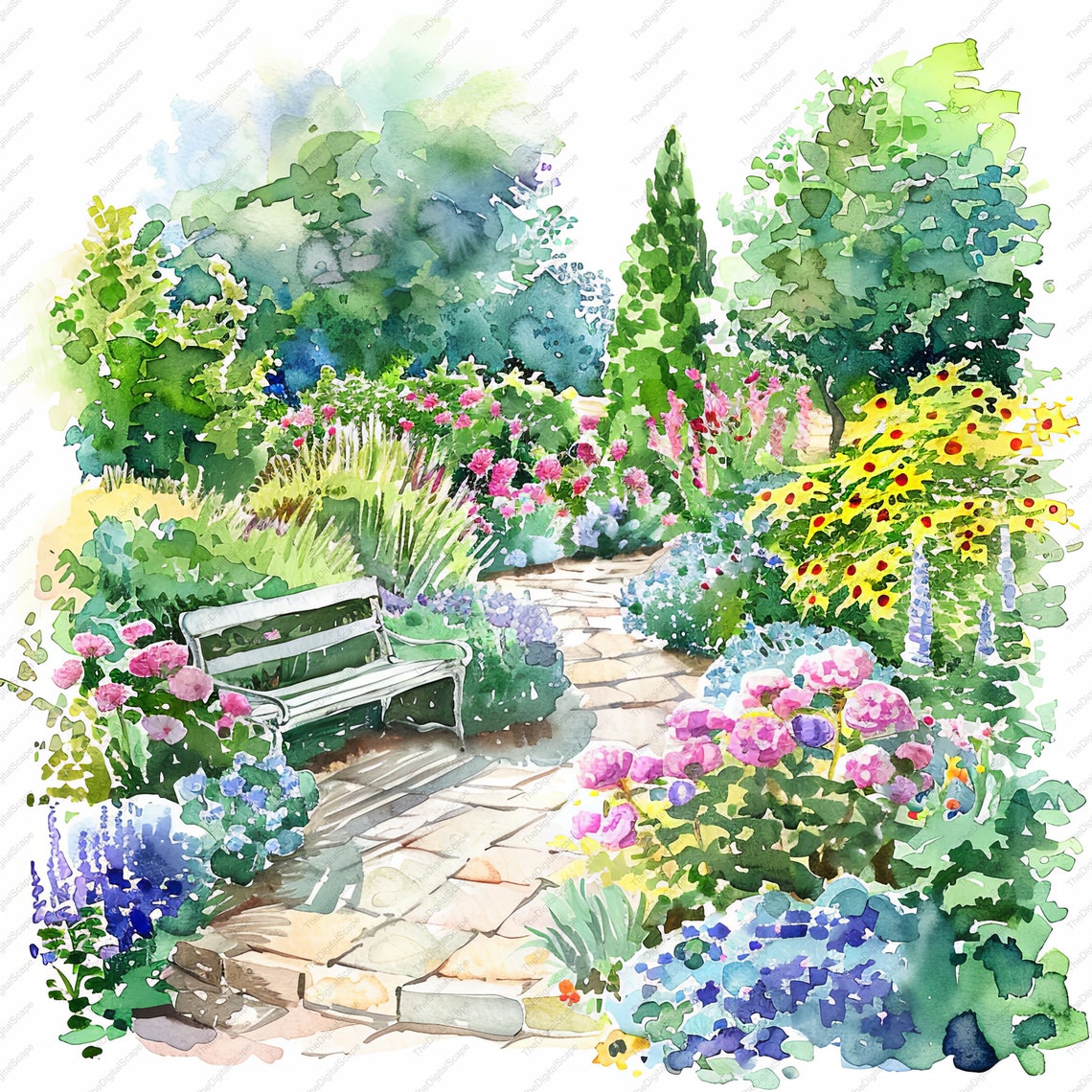 10 Summer Gardens Clipart High Quality Jpgs, Scrapbooks, Digital Craft ...