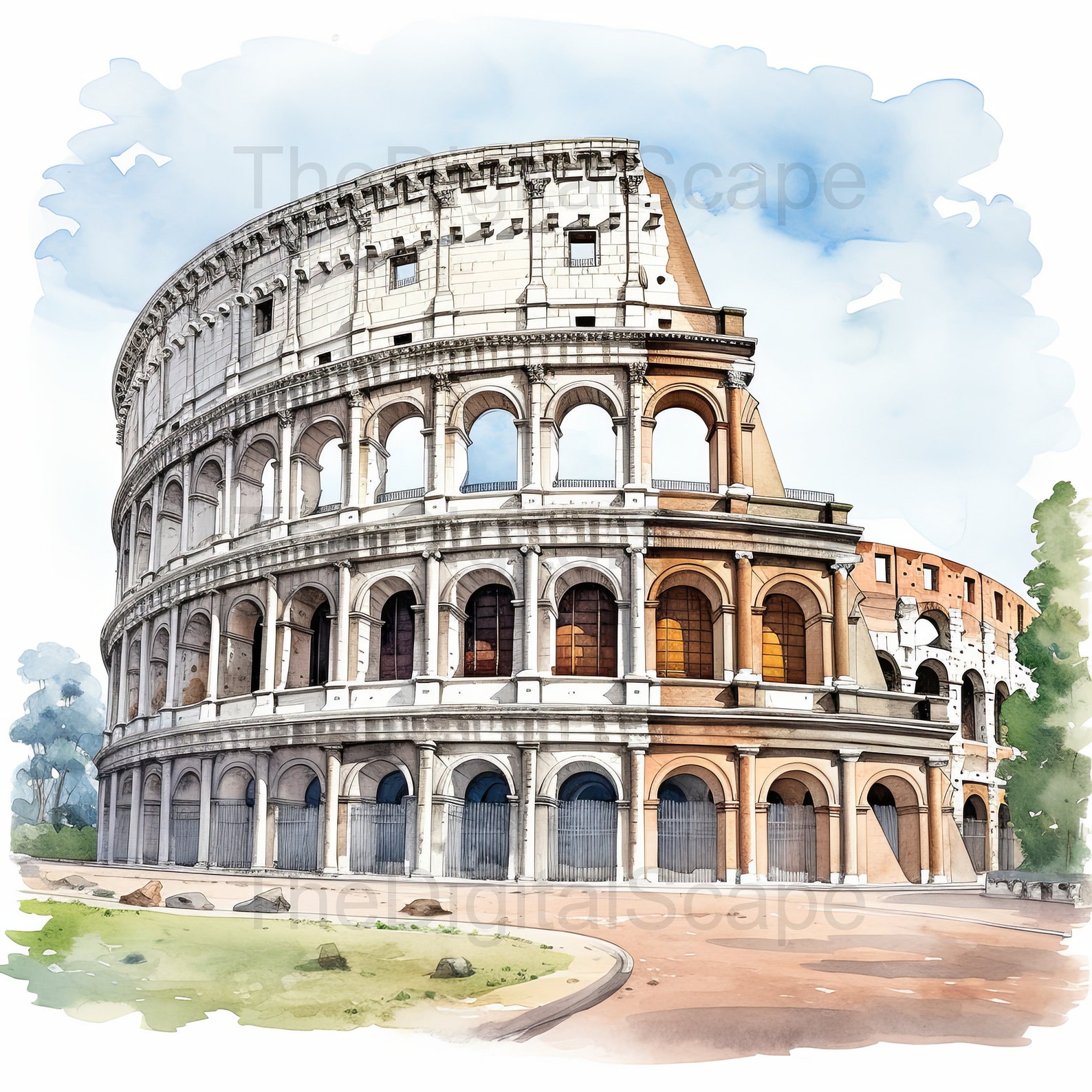 Roman Colosseum Clipart - 10 High Quality Jpgs, Scrapbooks, Digital ...
