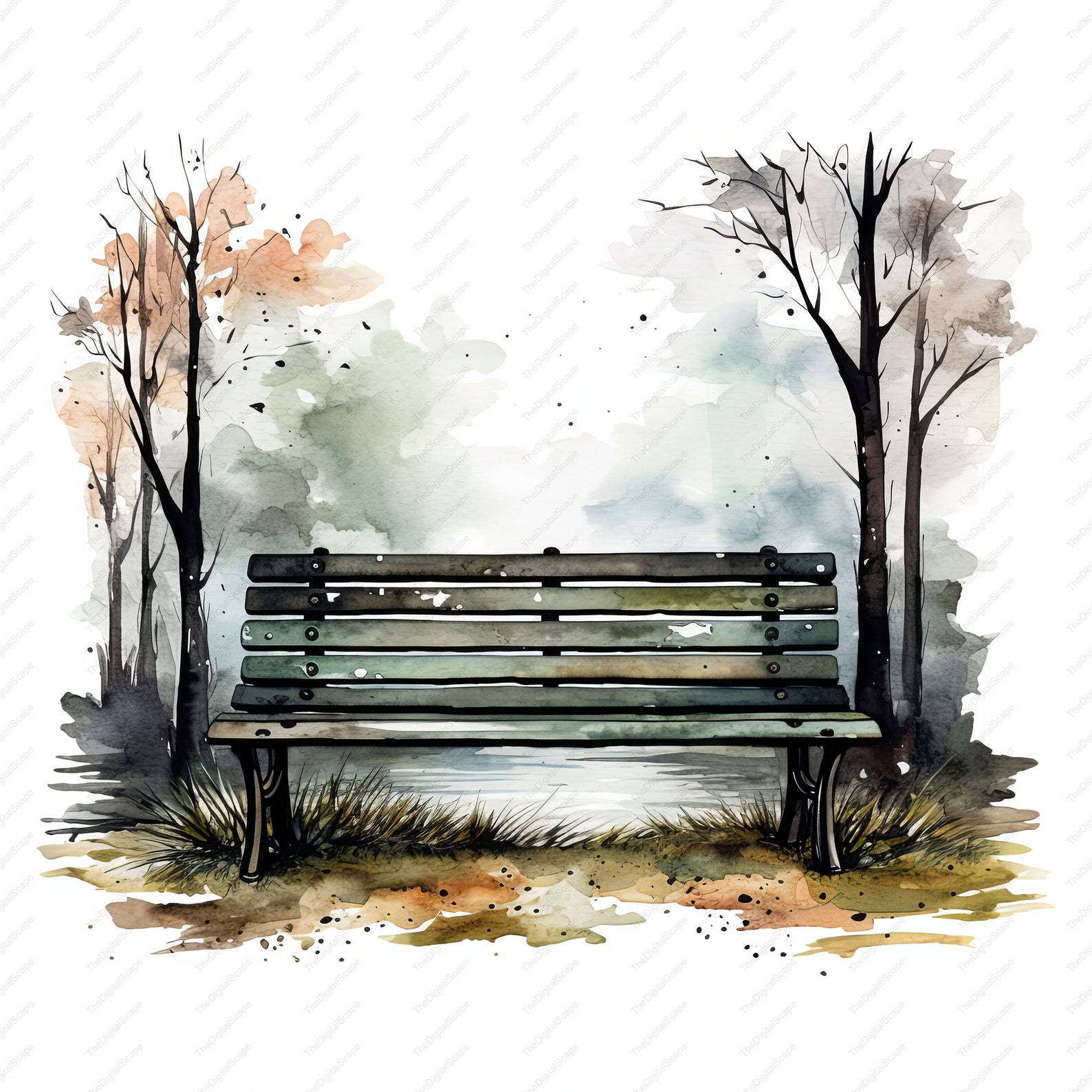 Park Bench Clipart 10 High Quality Jpgs, Scrapbooks, Digital Craft ...
