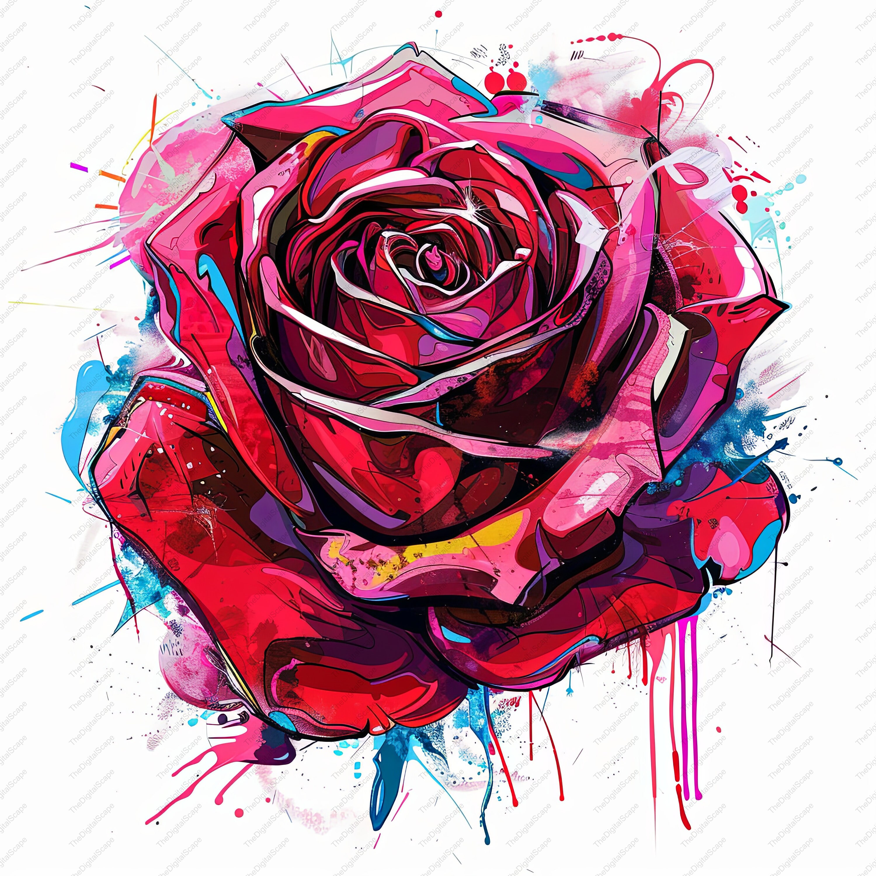 Graffiti Red Rose Clipart – High-quality Jpgs (instant Download) - Etsy