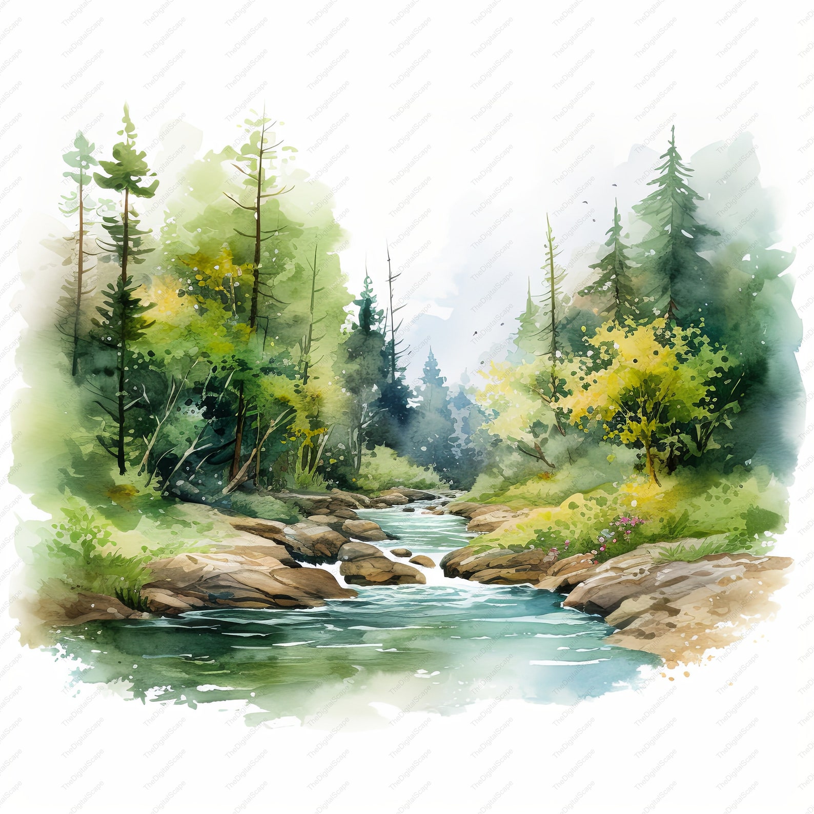 Woodland Streams Clipart - 10 High Quality Jpgs, Scrapbooks, Digital ...