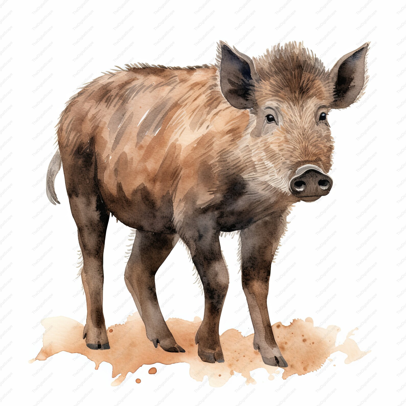 Watercolor Boar Clipart - Wild Hog Jpgs for Commercial Use (instant ...