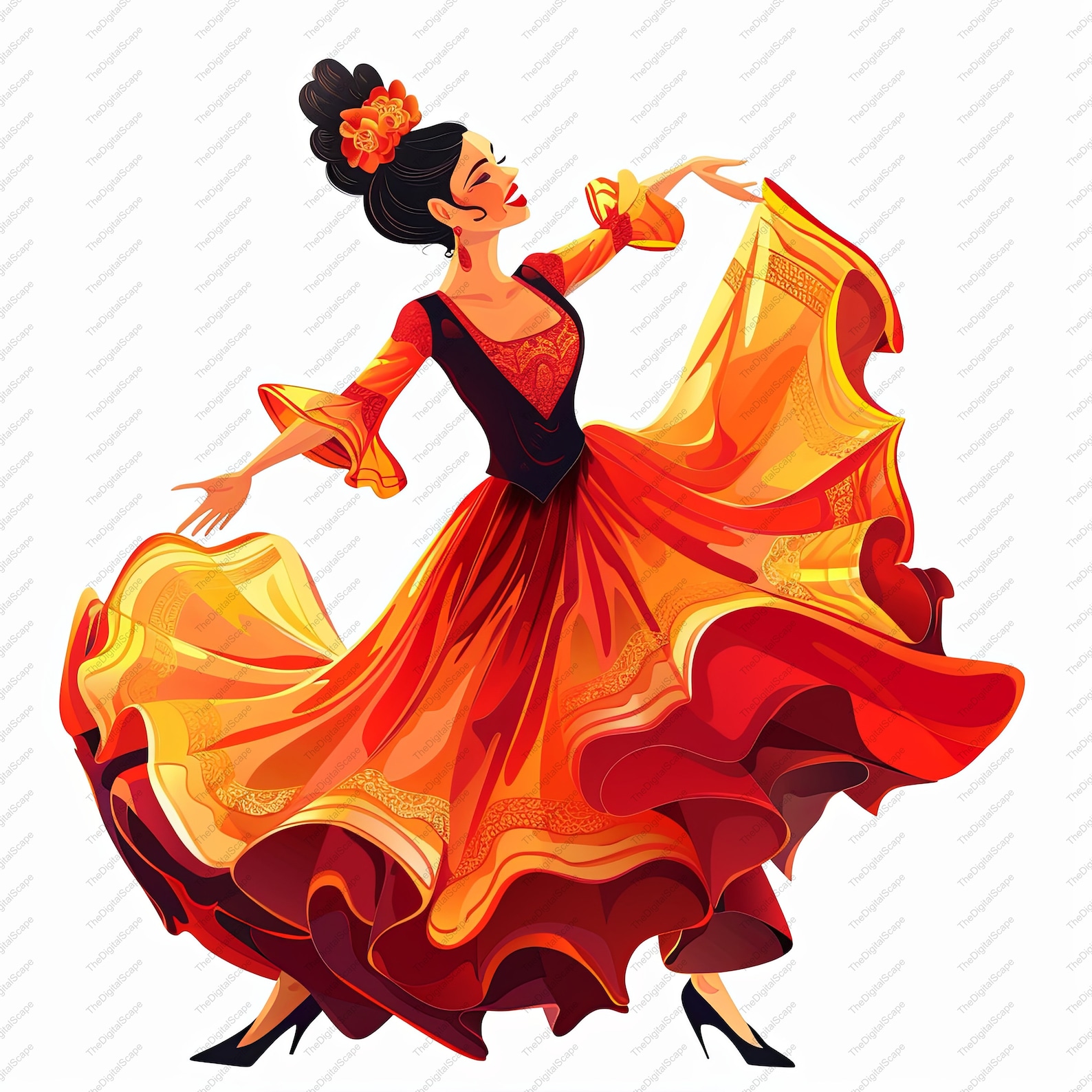 10 Spanish Cartoon Flamenco Dancer Clipart - High Quality Jpgs ...