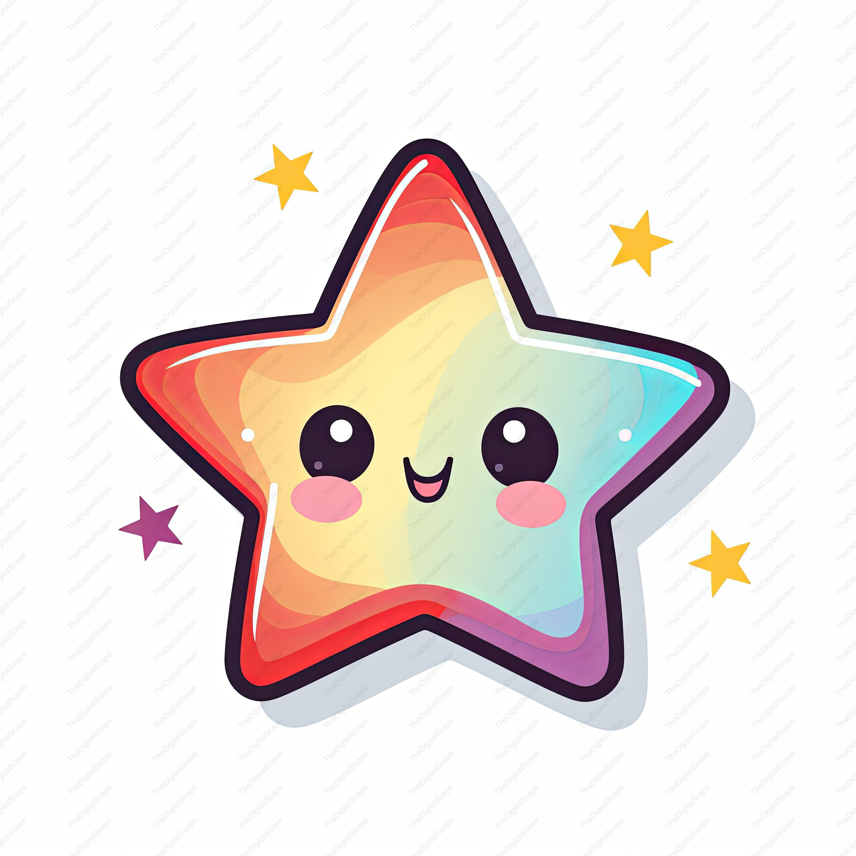 Kawaii Star SET 1 Clipart - 10 High Quality Jpgs, Scrapbooks, Digital Craft, Digital Planners ...