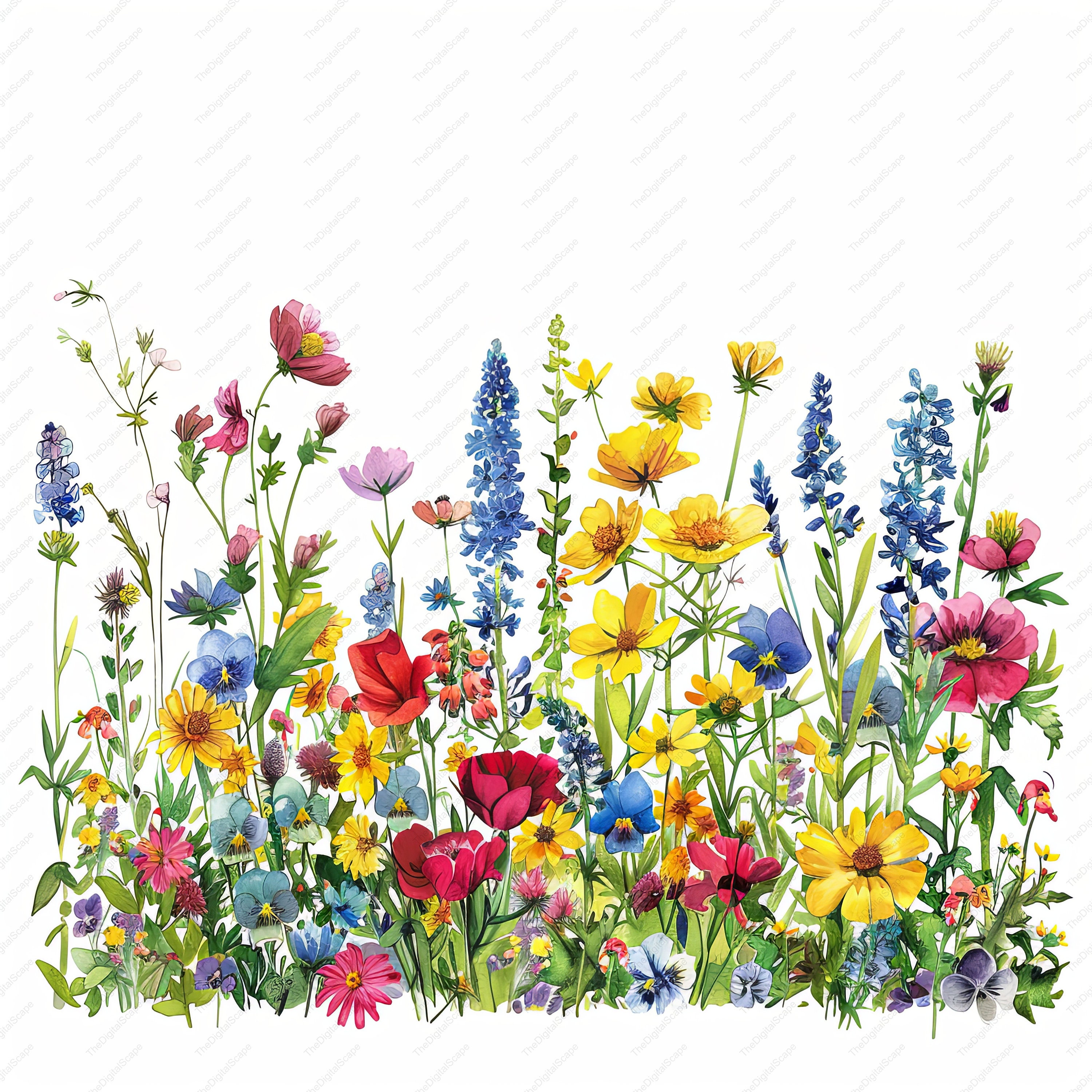 Wildflower Border Clipart - 10 High Quality Jpgs, Scrapbooks, Digital ...