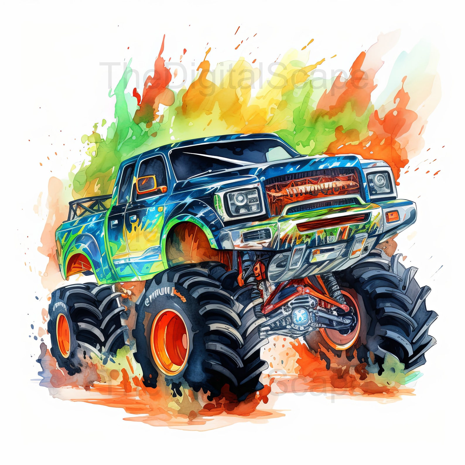 Monster Truck Clipart 14 High Quality Jpgs Scrapbooks - Etsy