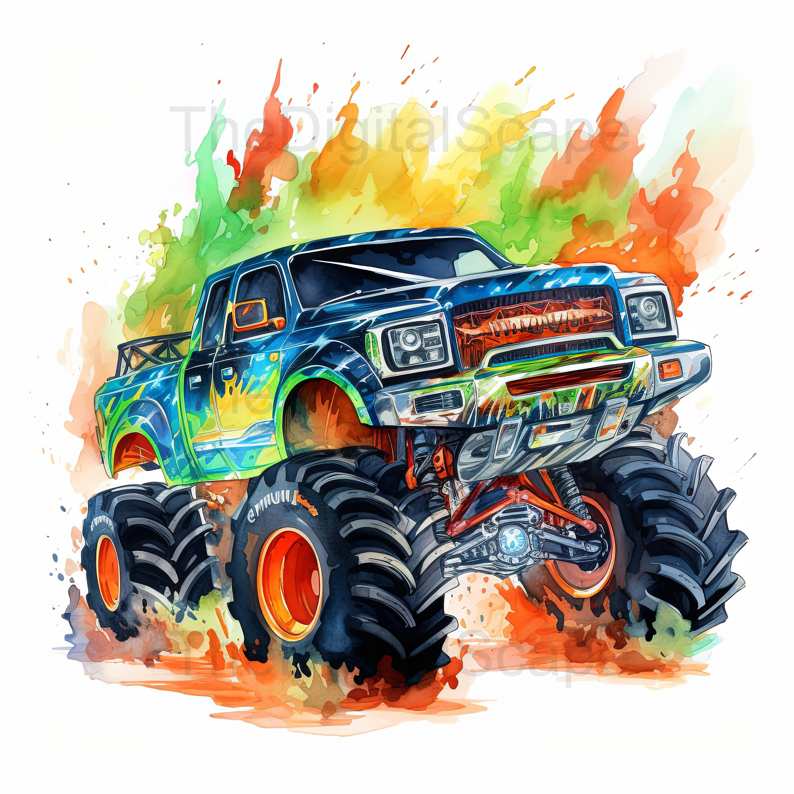Monster Truck Clipart 14 High Quality Jpgs Scrapbooks - Etsy
