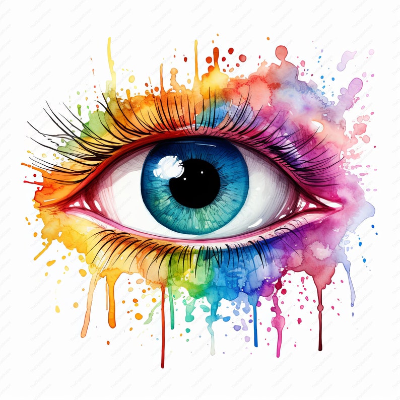 Colorful Eye Clipart – High Quality Jpgs, Commercial Use (instant ...