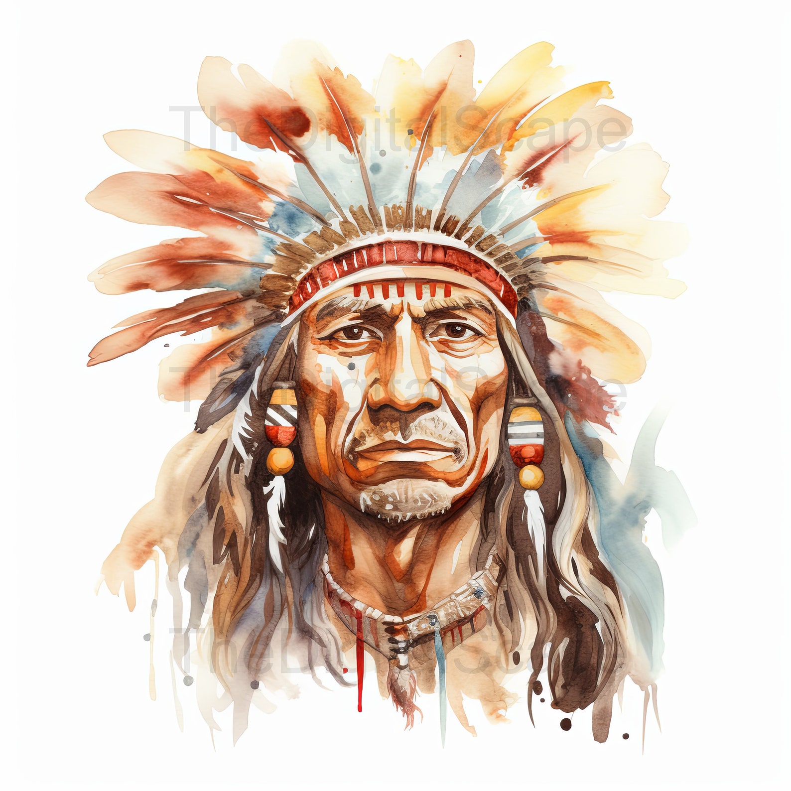 Native American Man Clipart - 10 High Quality Jpgs, Scrapbooks, Digital ...
