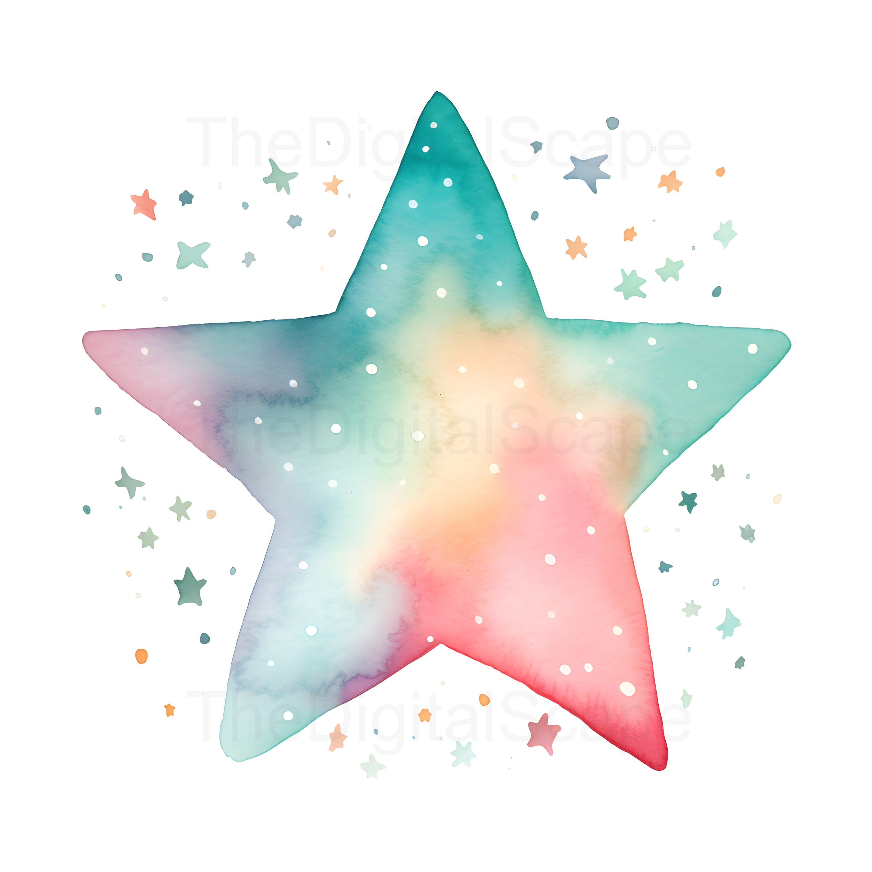 Star Watercolour SET 1 Clipart 10 High Quality Jpgs, Scrapbooks ...