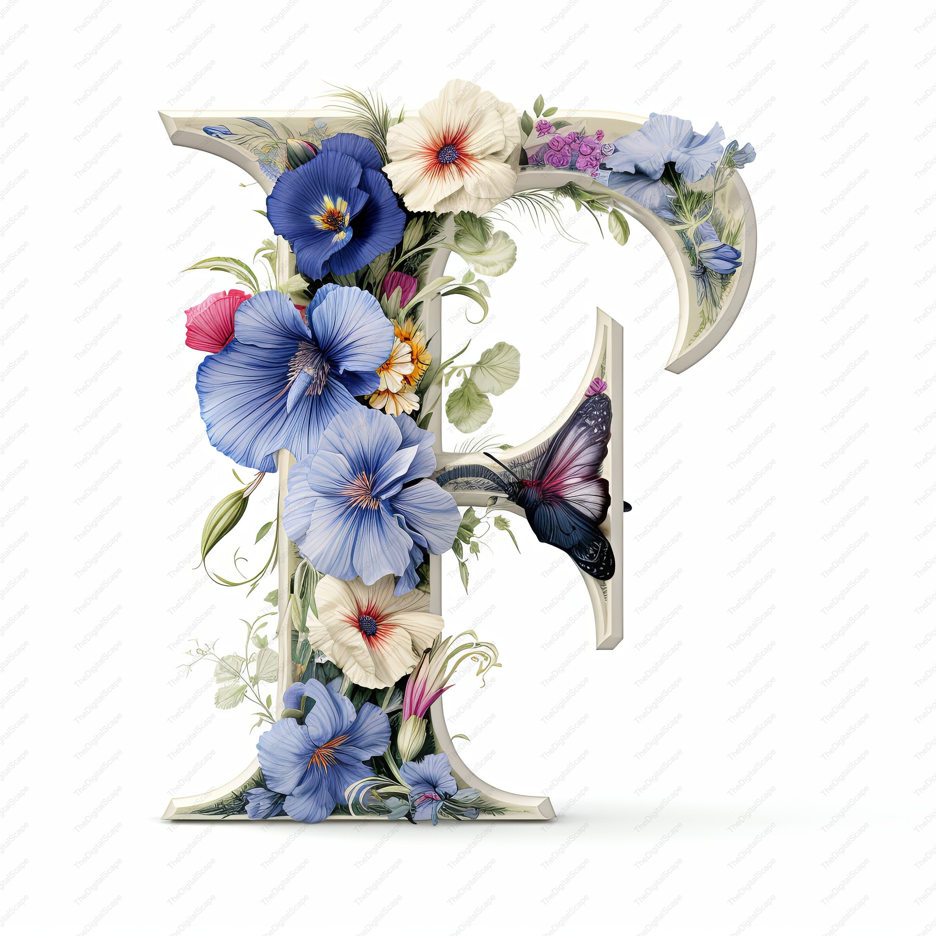 Floral Letter F Clipart – Printable Alphabet Initial (digital Download ...