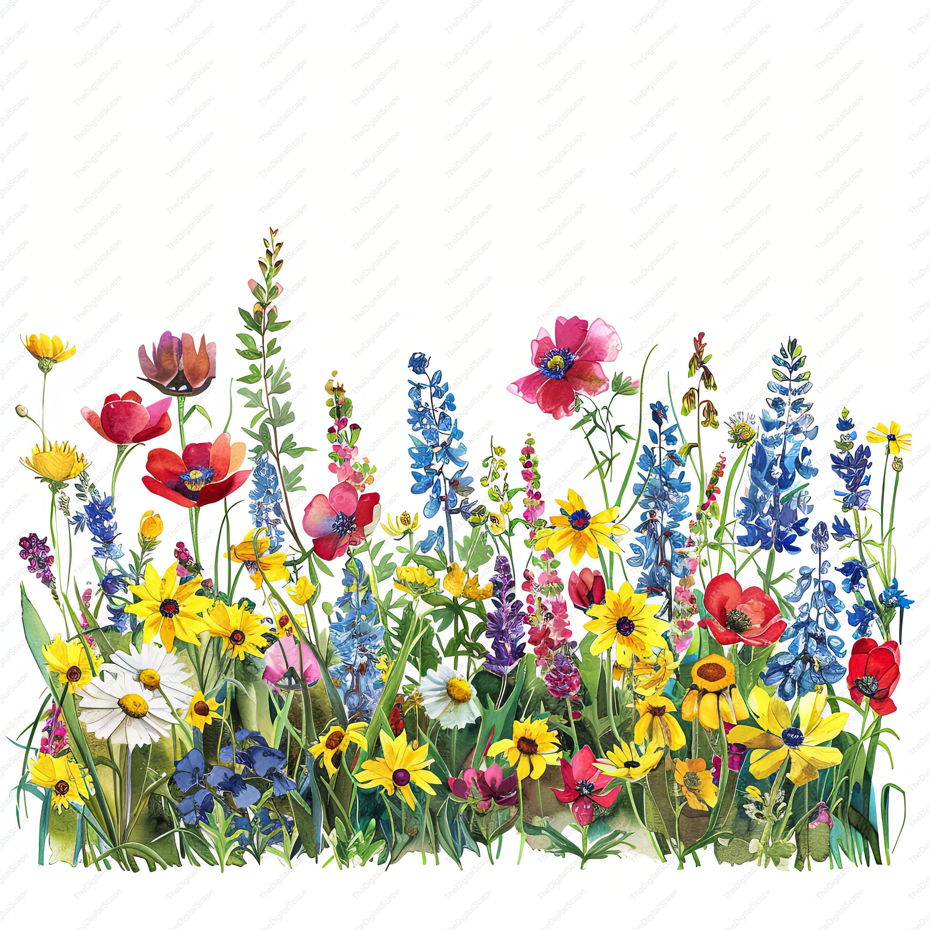 Wildflower Border Clipart - 10 High Quality Jpgs, Scrapbooks, Digital ...