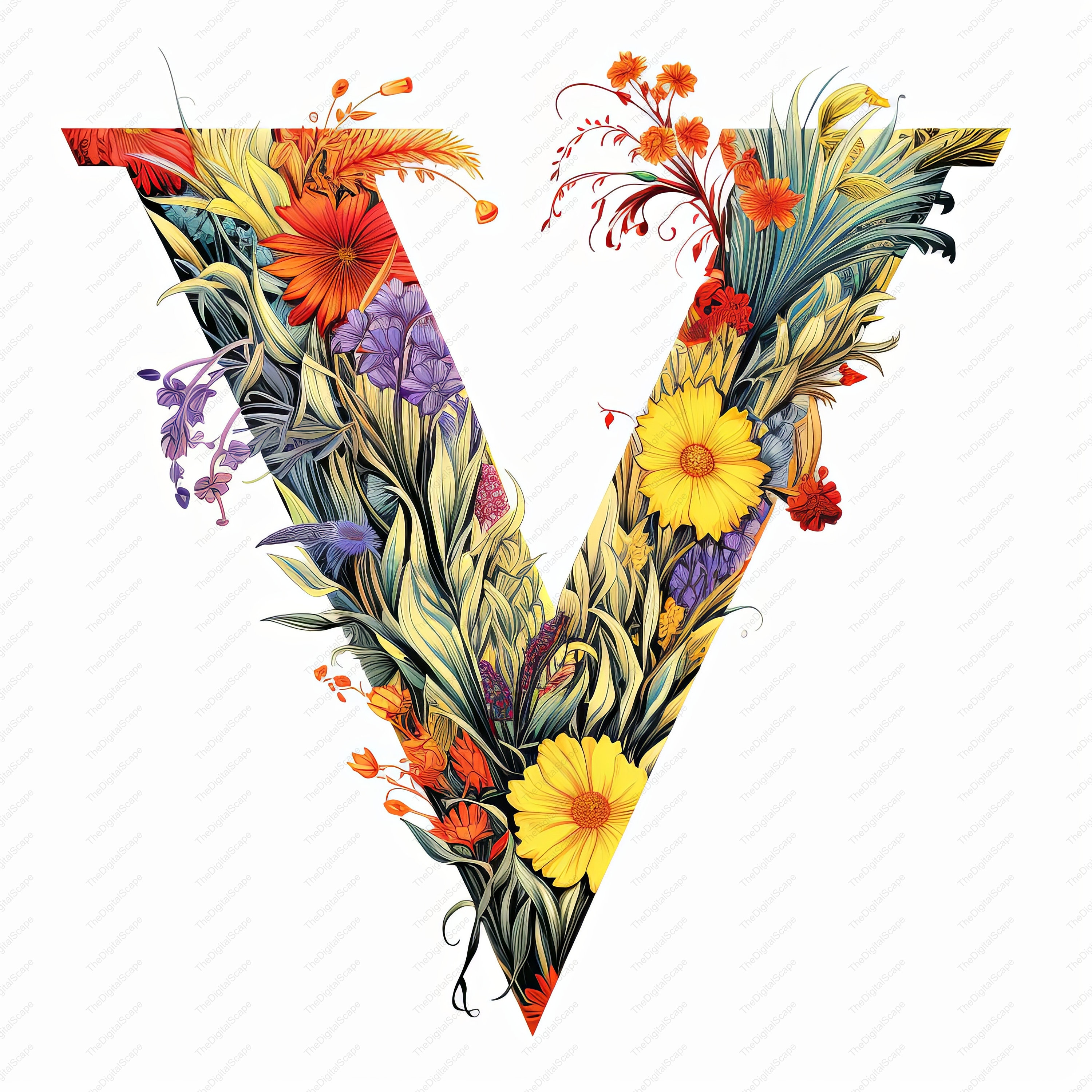 Letter V Clipart - 10 High Quality Jpgs, Alphabet Print, Scrapbooks ...