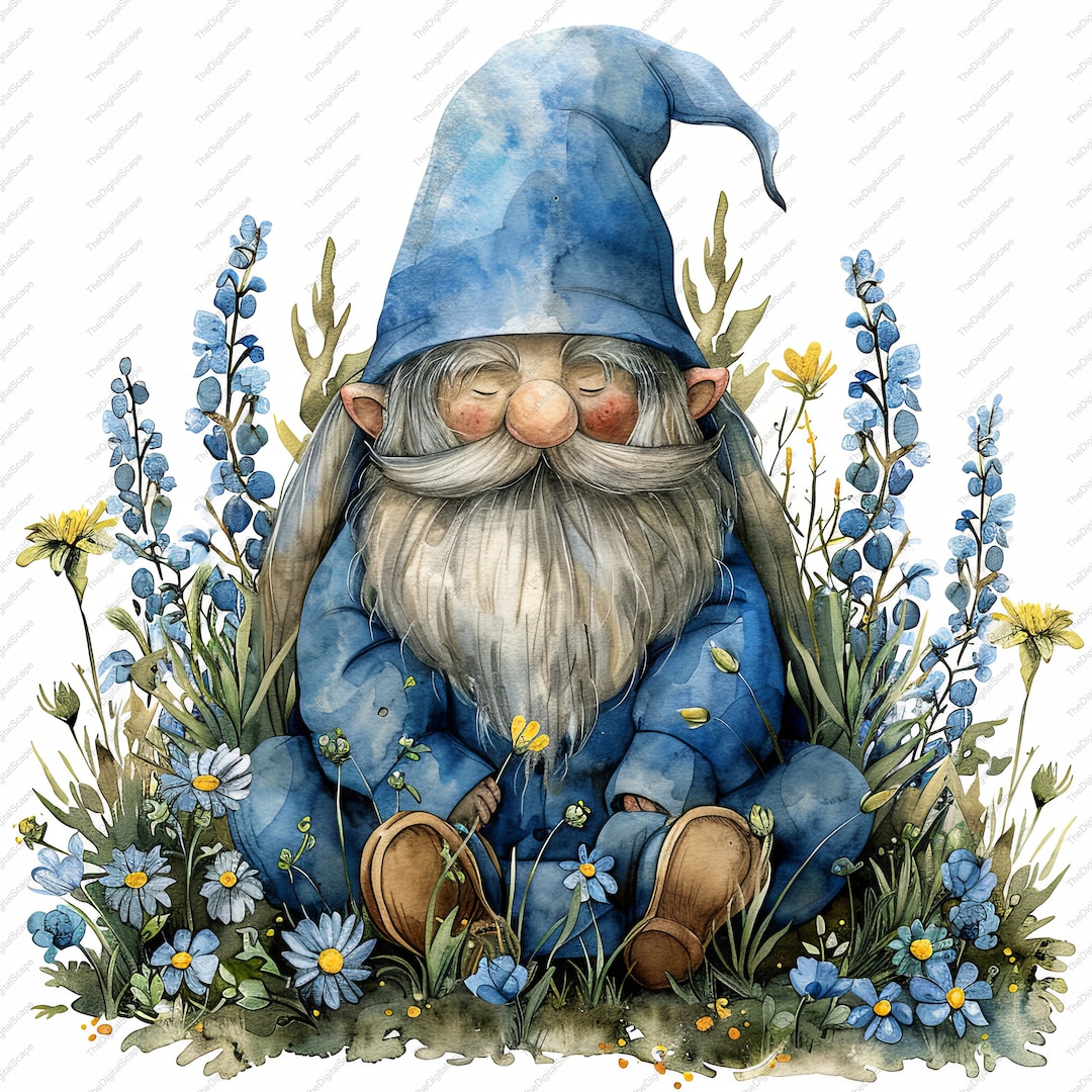 10 Blue Garden Gnome Clipart - High Quality Jpgs, Scrapbooks, Digital ...