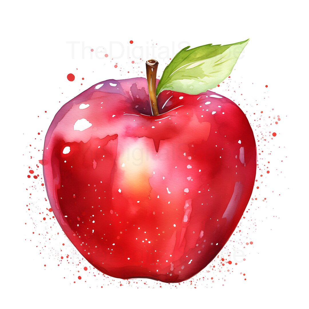 Apple Watercolor Clipart – High Quality Jpgs, Commercial Use (instant ...
