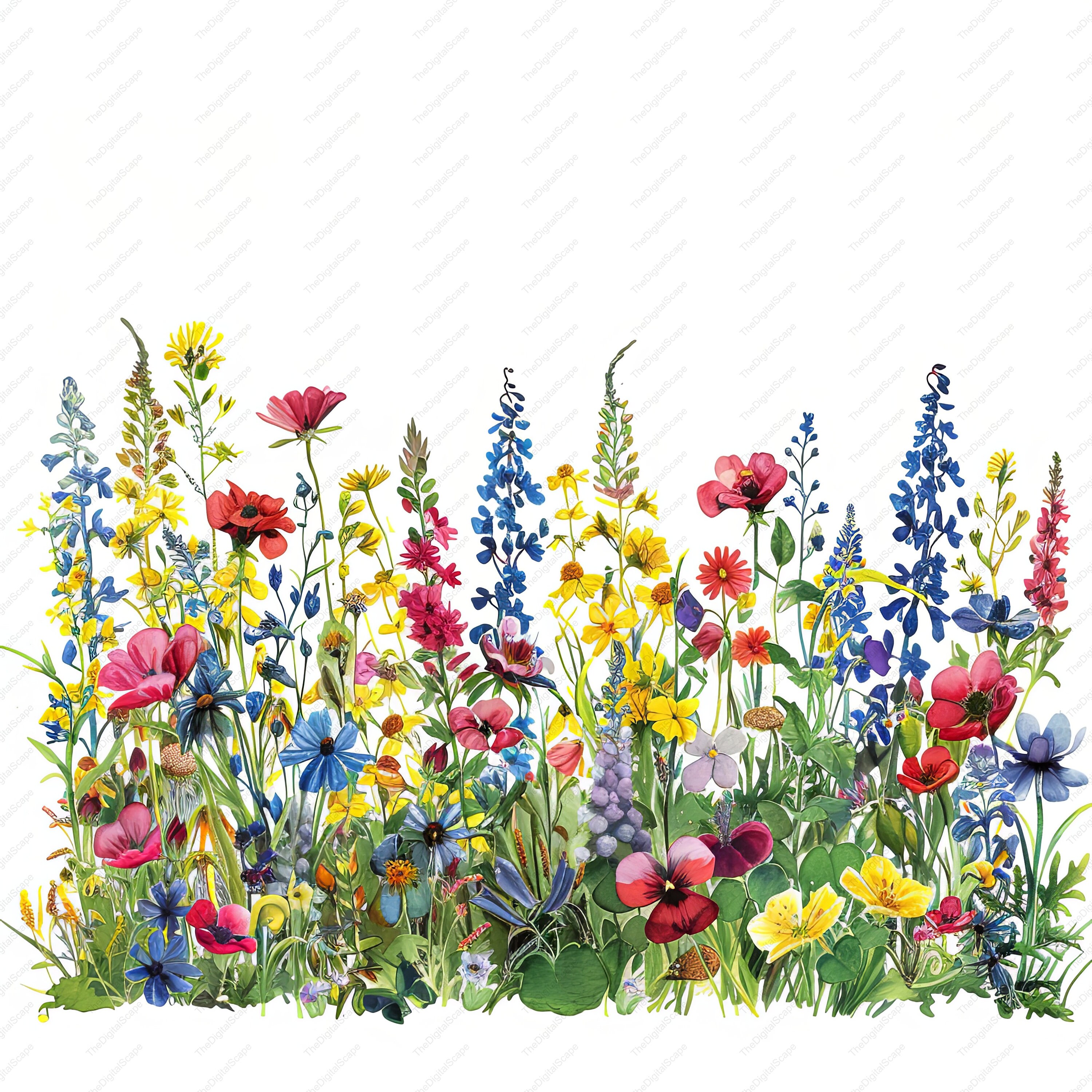Wildflower Border Clipart 10 High Quality Jpgs, Scrapbooks, Digital ...