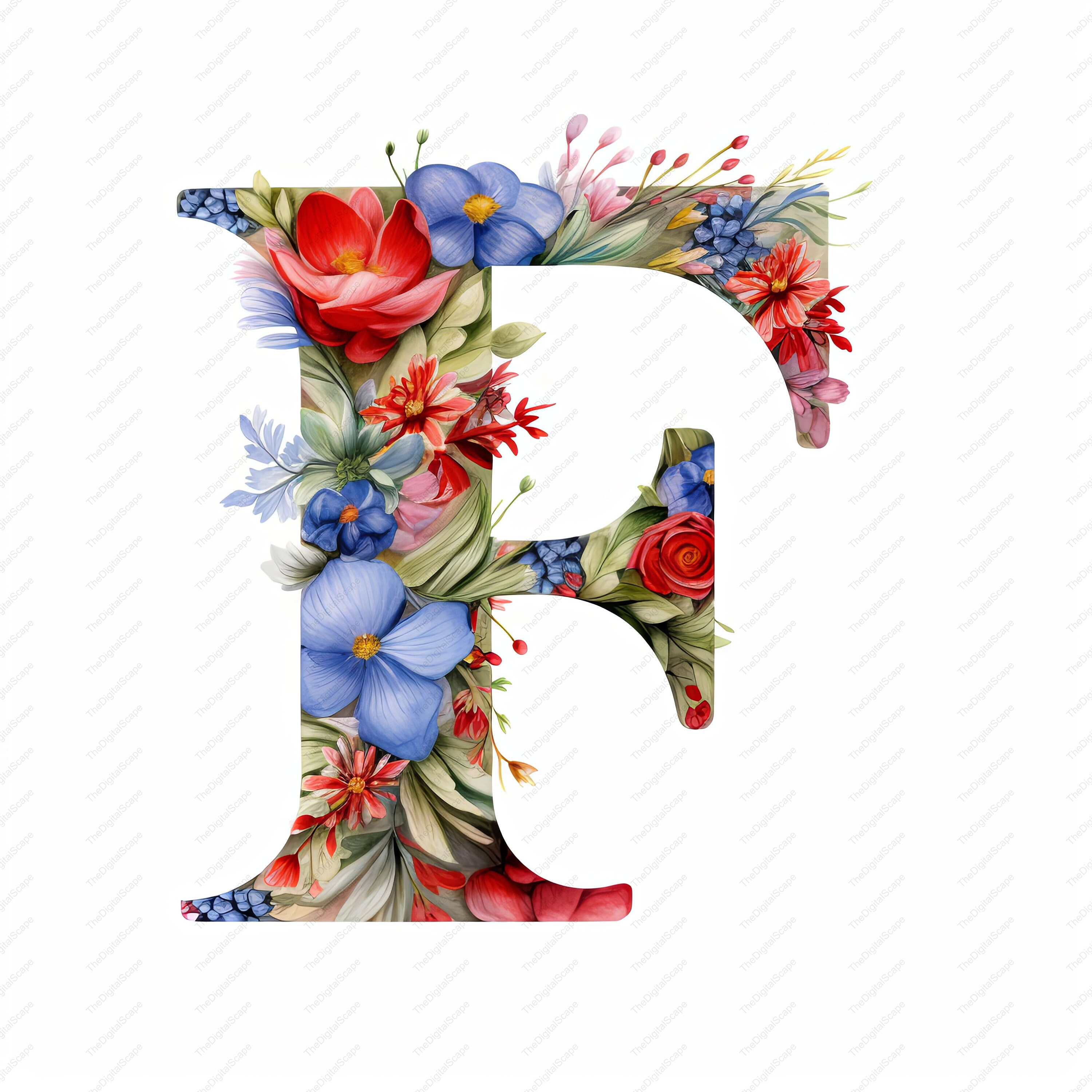 Floral Letter F Clipart – Printable Alphabet Initial (digital Download ...