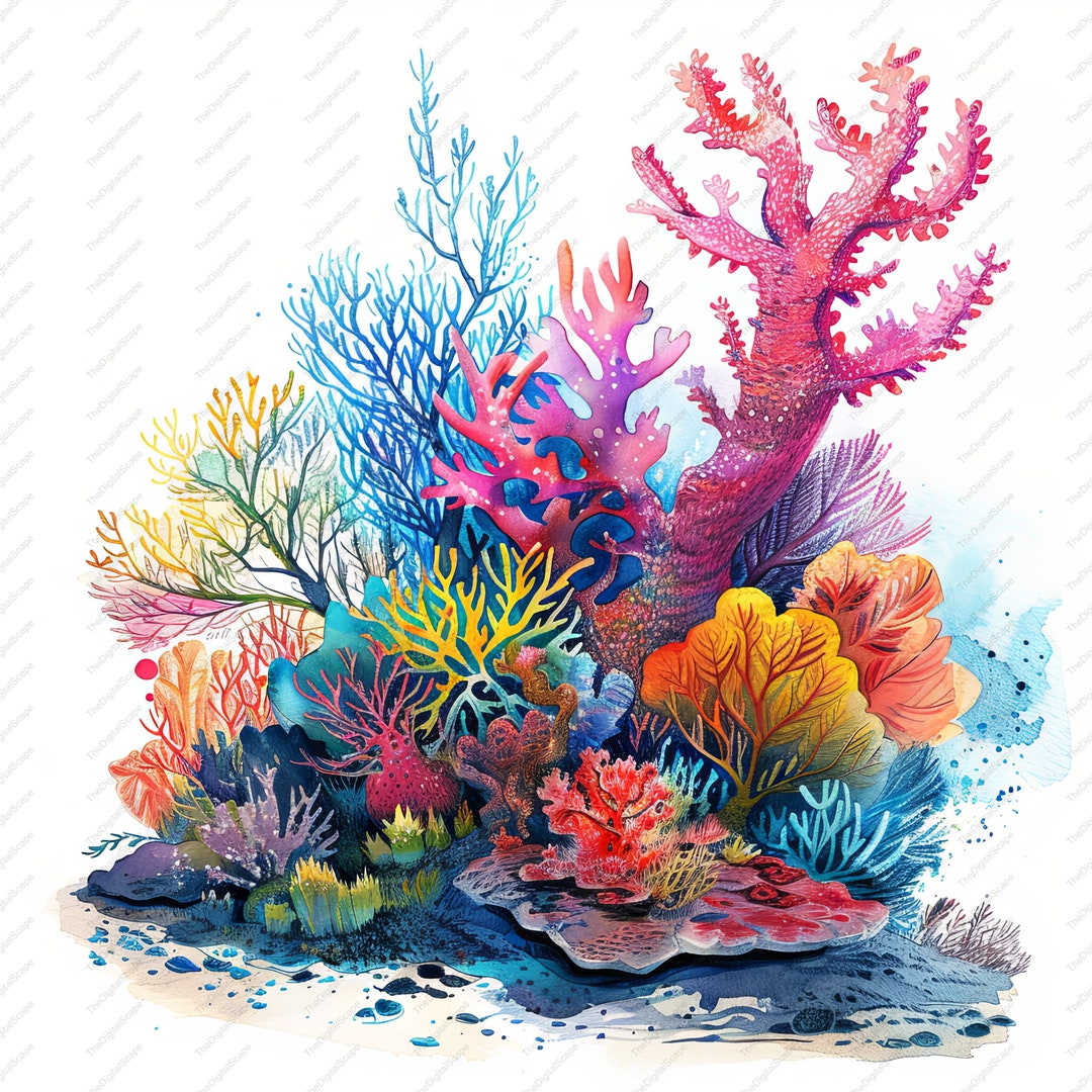 10 Underwater Coral Reef Clipart, Water Plants, Printable Watercolour ...