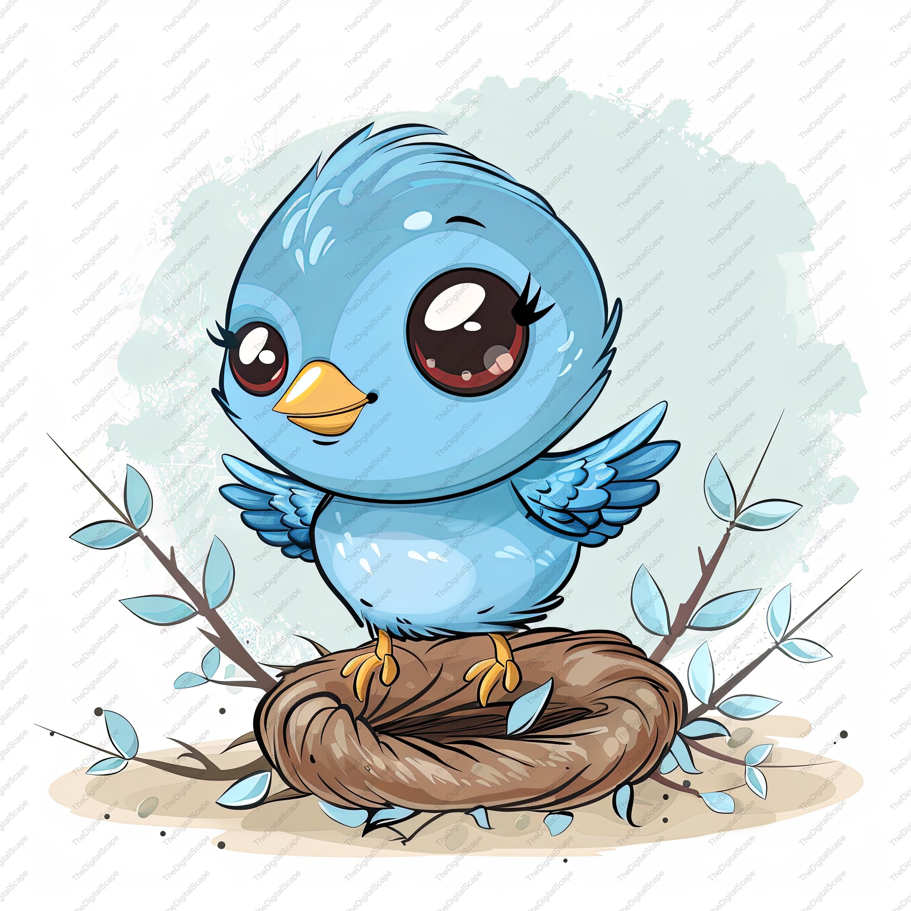 Cute Cartoon Baby Bird Clipart – High Quality Jpgs (instant Download ...