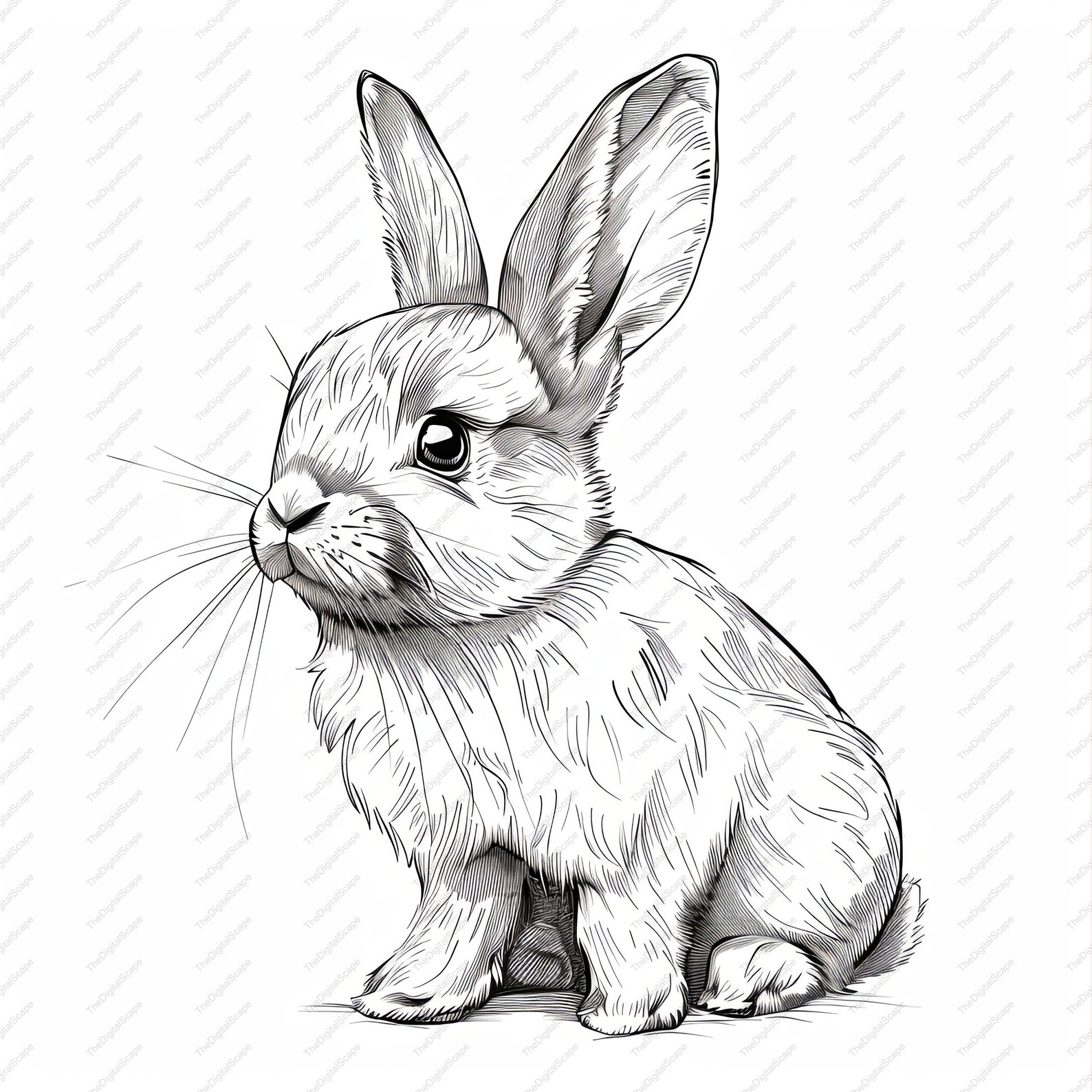Bunny Line Art Clipart - 10 High Quality Jpgs, Scrapbooks, Digital ...