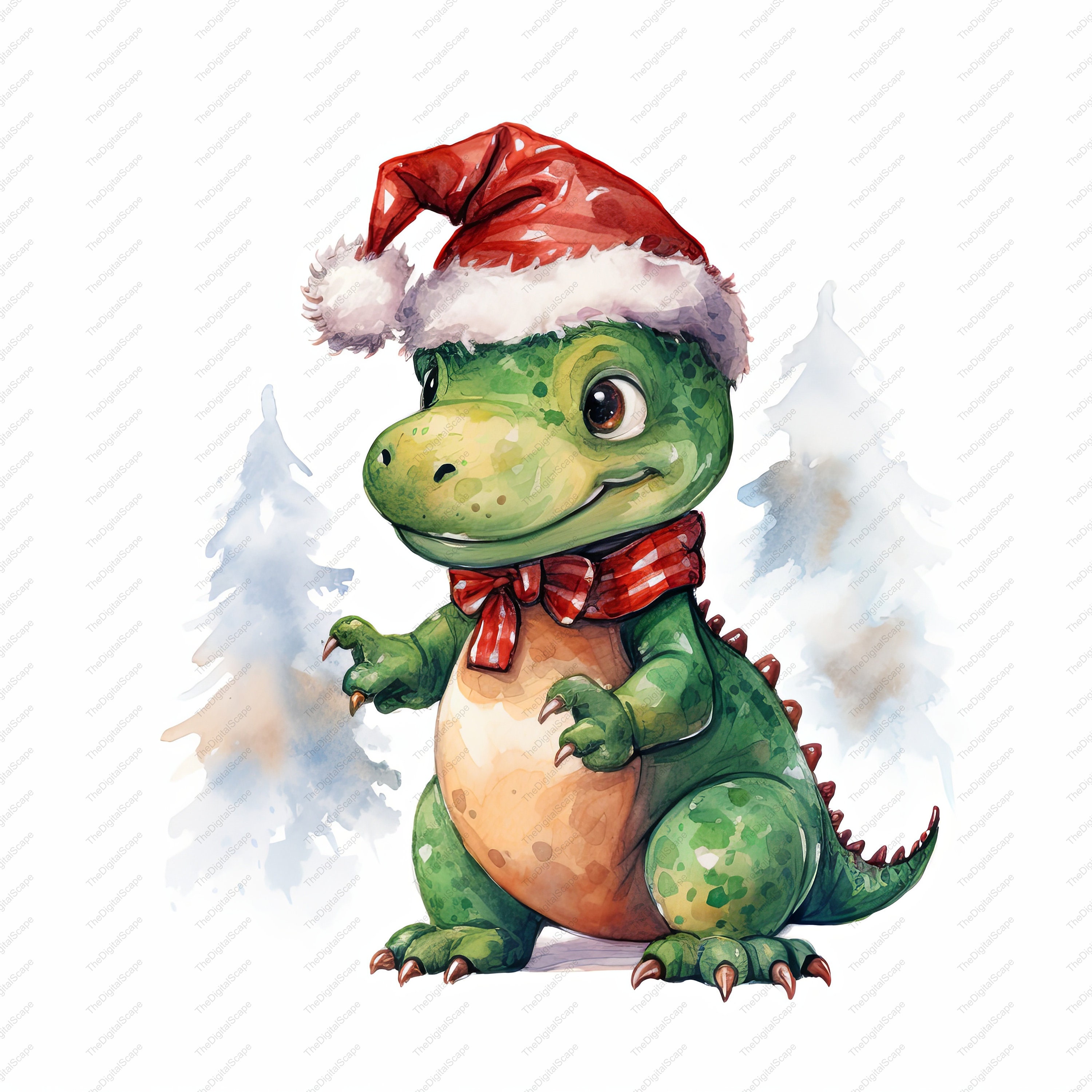 Christmas Dinosaur Clipart: Holiday JPG Images (digital Download) - Etsy