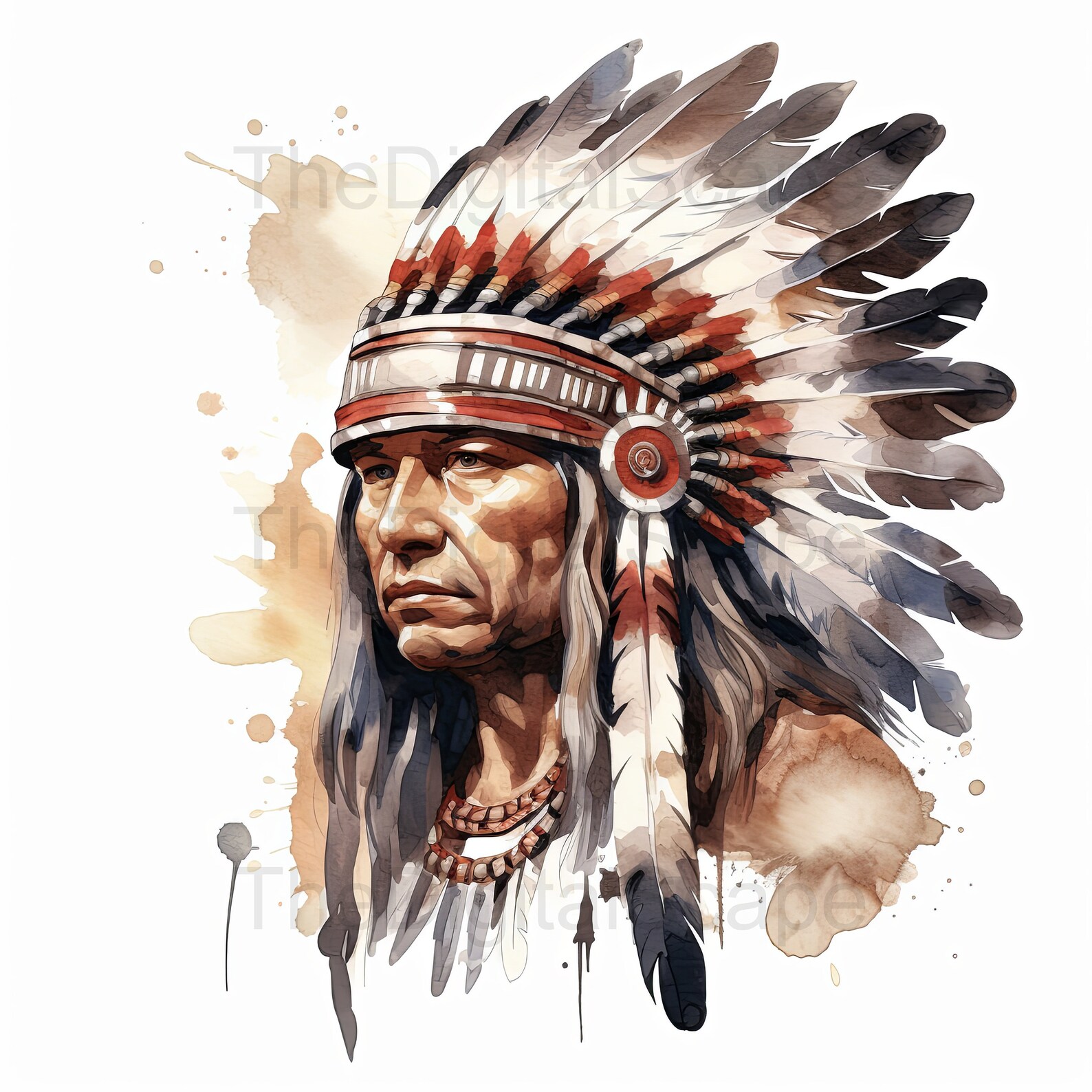 Native American Man Clipart - 10 High Quality Jpgs, Scrapbooks, Digital ...