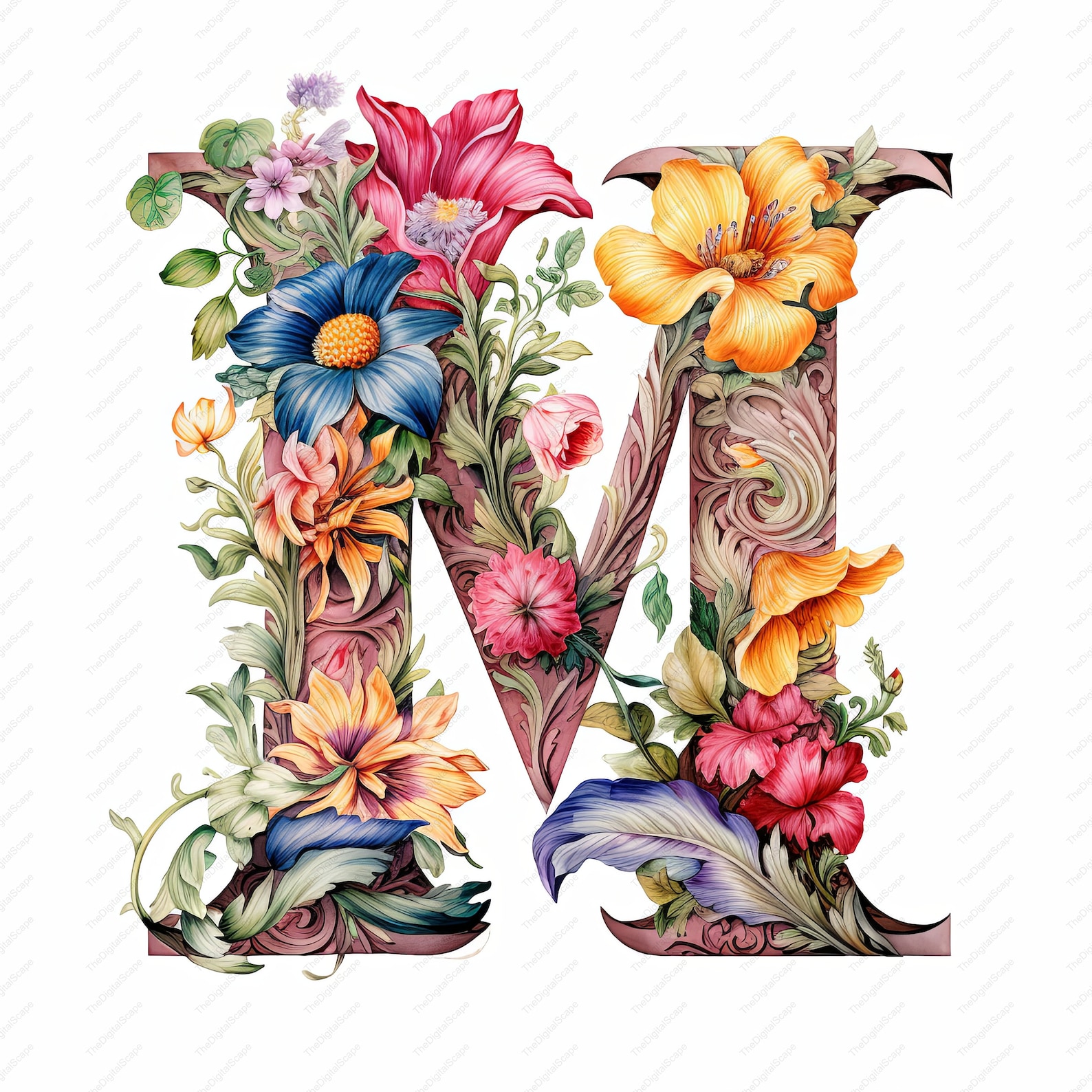 Letter M Clipart - 10 High Quality Jpgs, Alphabet Print, Scrapbooks ...