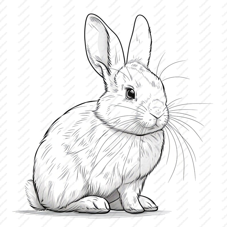 Bunny Line Art Clipart - 10 High Quality Jpgs, Scrapbooks, Digital ...
