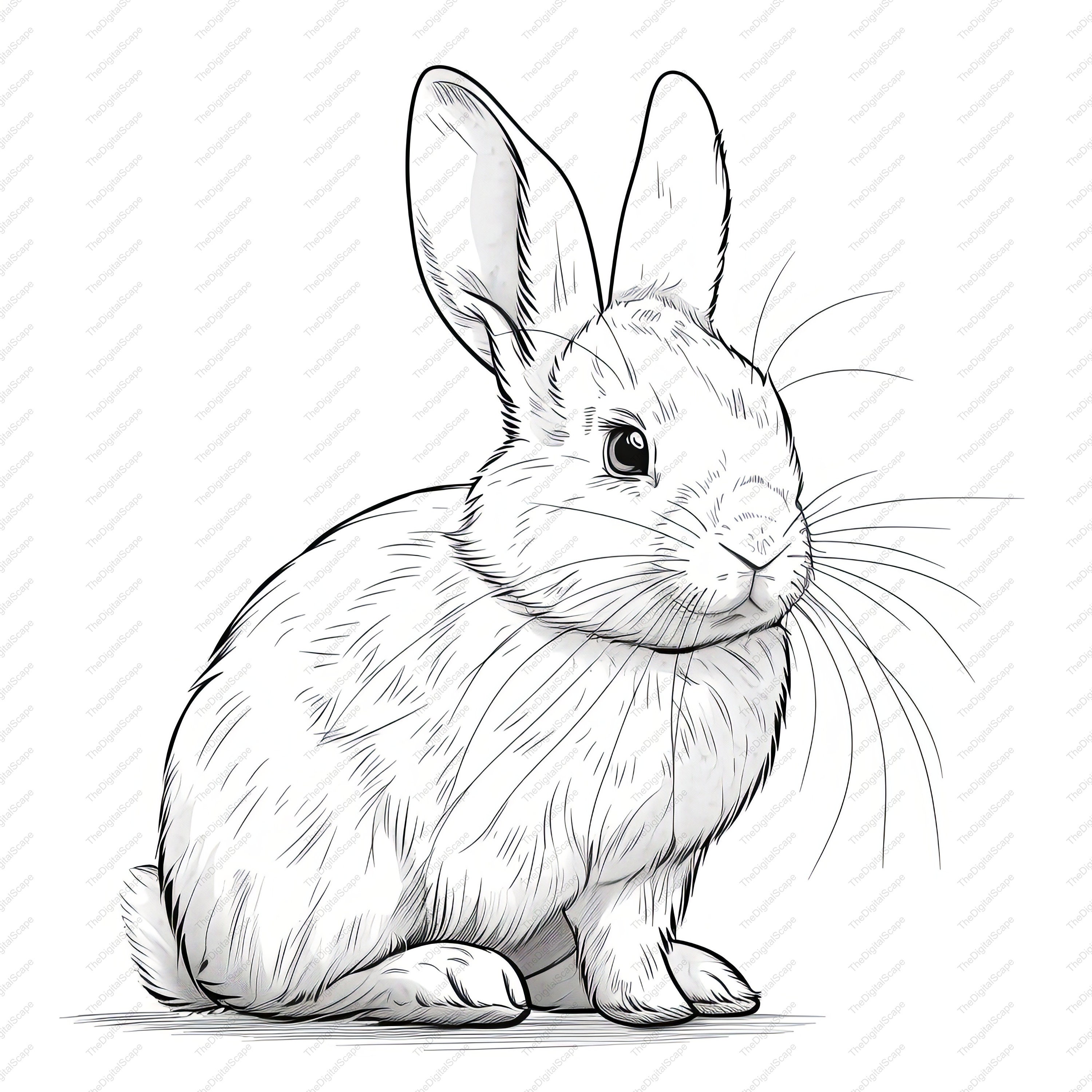 Bunny Line Art Clipart - 10 High Quality Jpgs, Scrapbooks, Digital ...