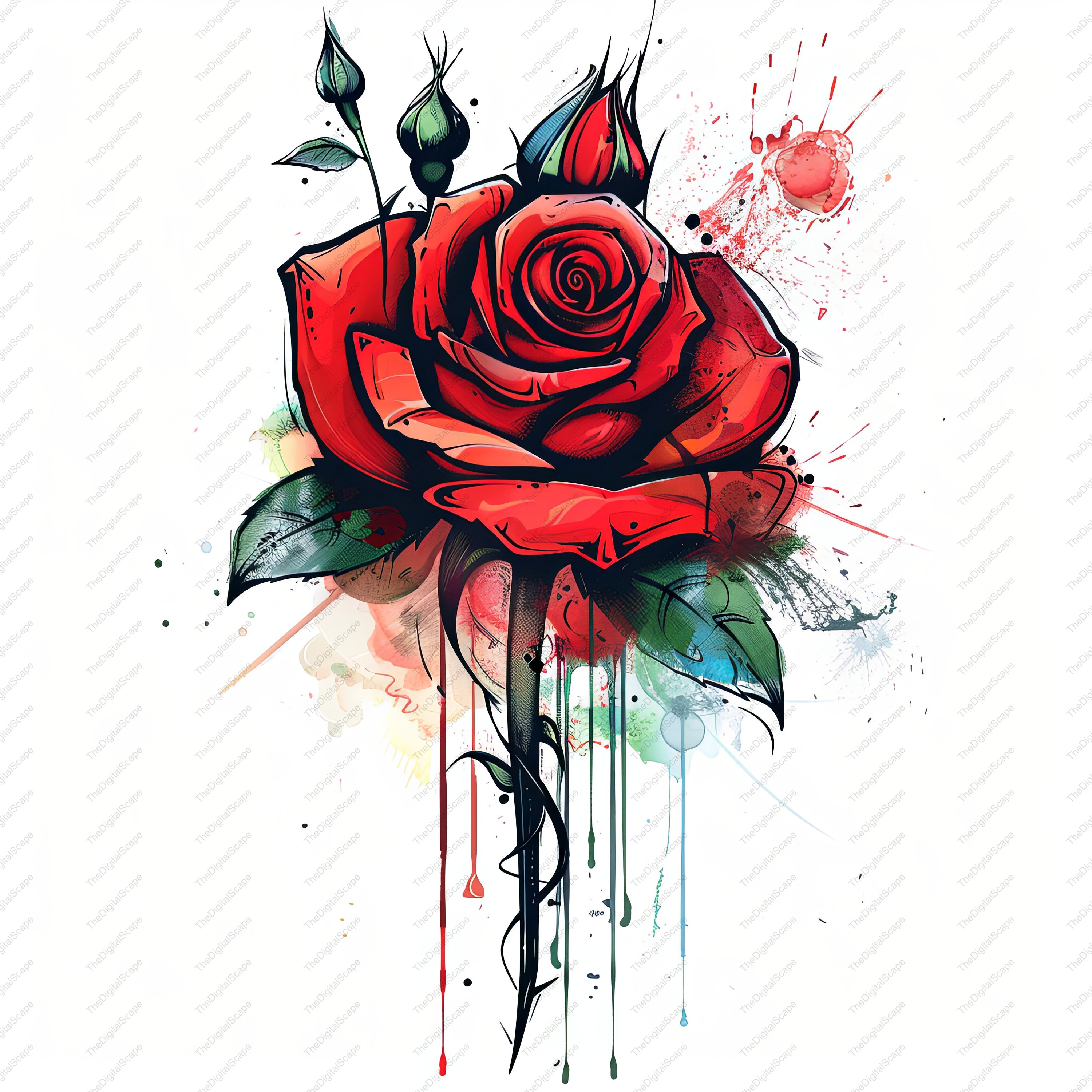 Graffiti Red Rose Clipart – High-quality Jpgs (instant Download) - Etsy