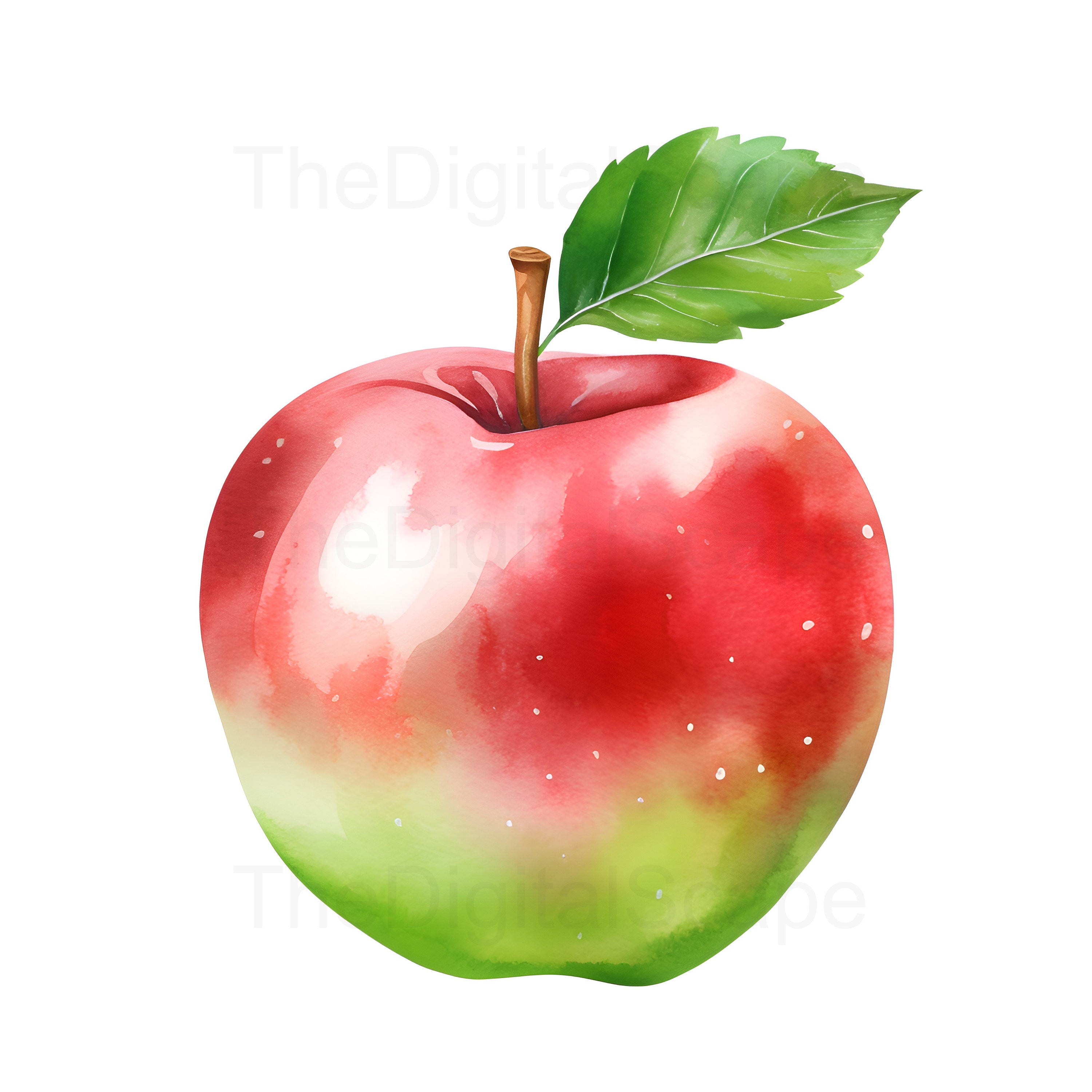 Apple Watercolour Clipart - 10 High Quality Jpgs, Scrapbooks, Digital ...
