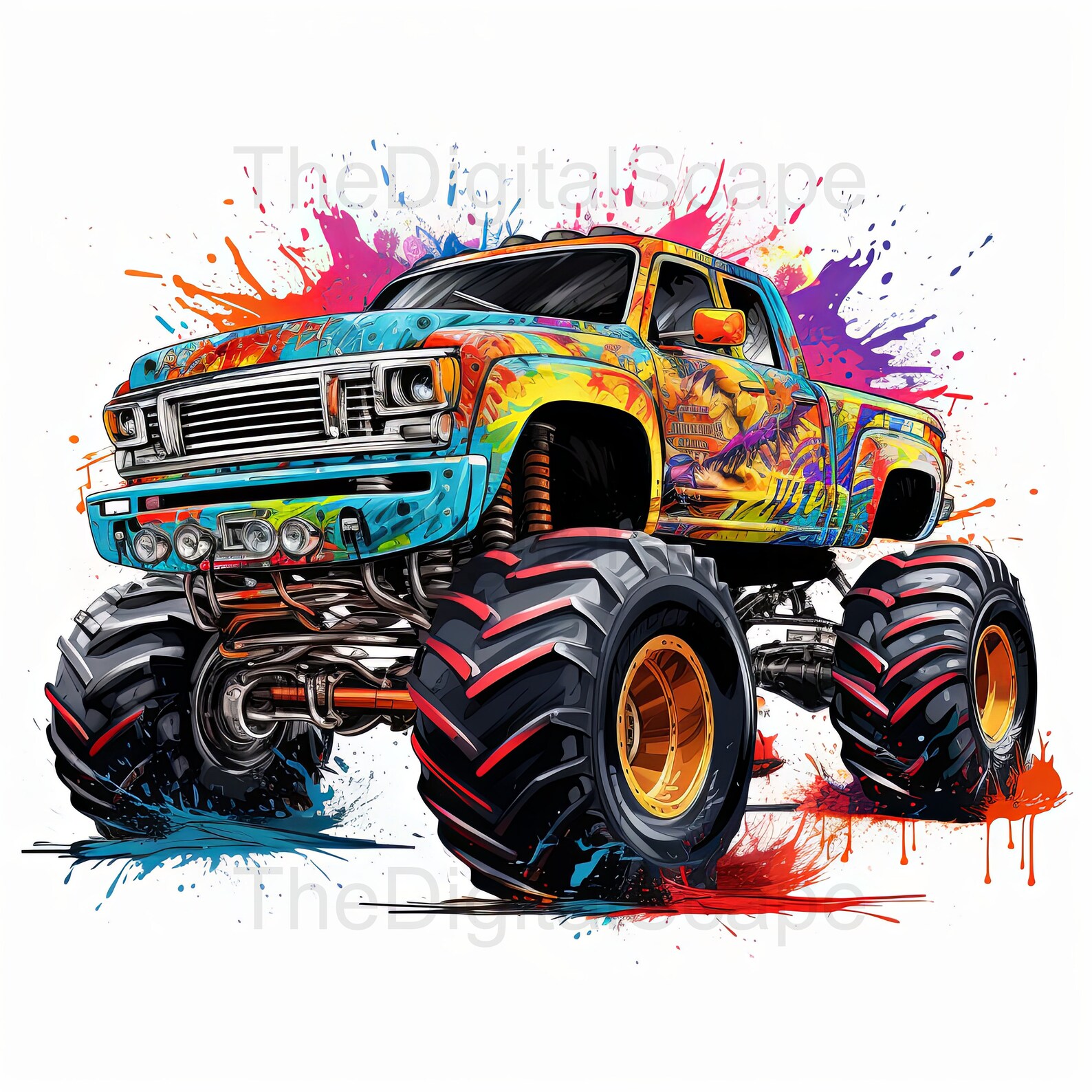 Monster Truck Clipart - 14 High Quality Jpgs, Scrapbooks, Digital Craft ...