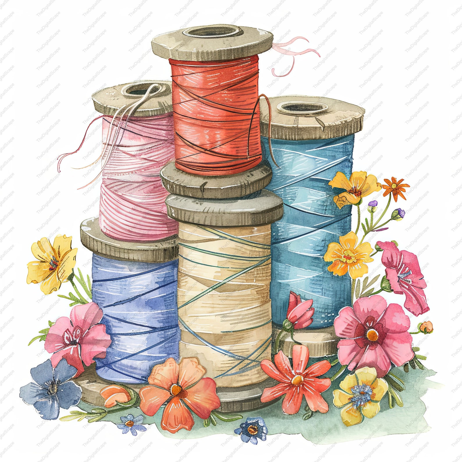 Vintage Spools of Thread Clipart 10 High Quality Jpgs, Scrapbooks ...
