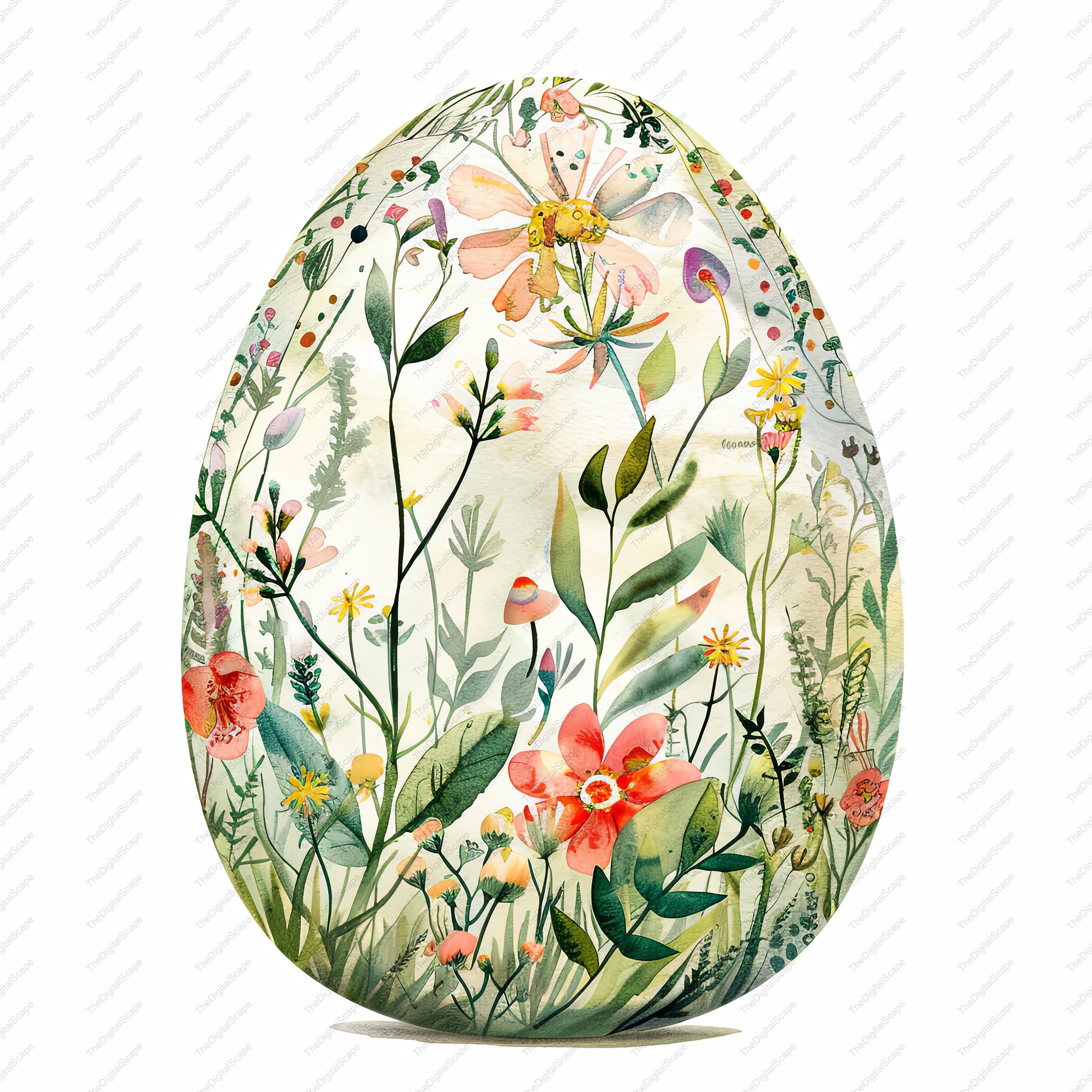 Floral Easter Egg Clipart: Watercolor Flower Designs (digital Download ...