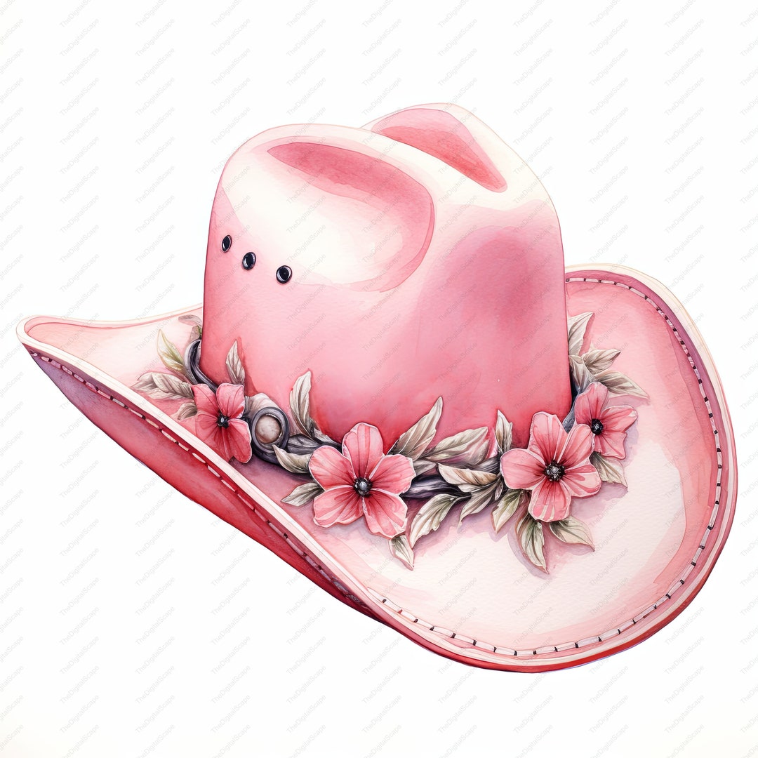 Pink Cowgirl Hat Clipart - 10 High Quality Jpgs, Scrapbooks, Digital ...