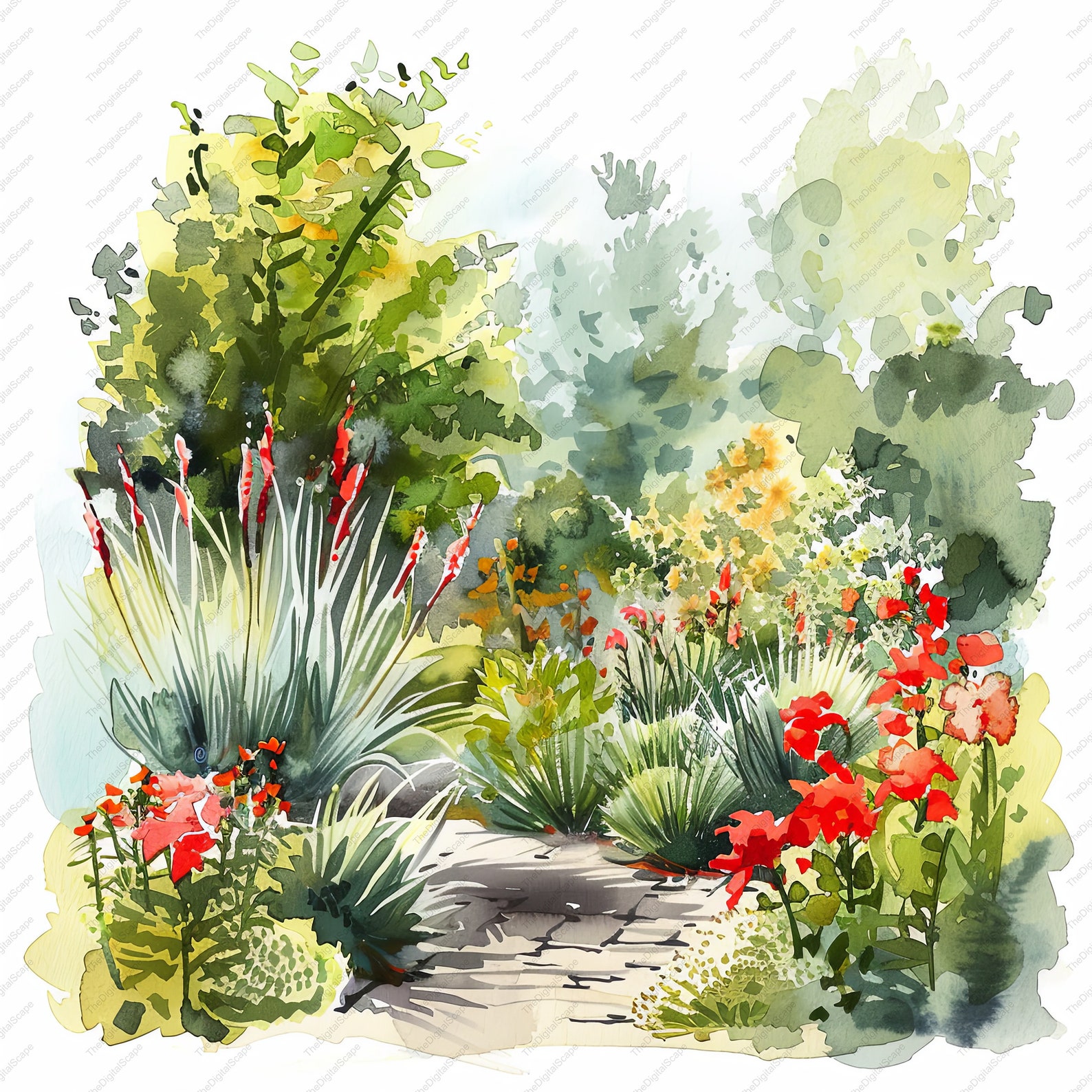 10 Summer Gardens Clipart High Quality Jpgs, Scrapbooks, Digital Craft ...