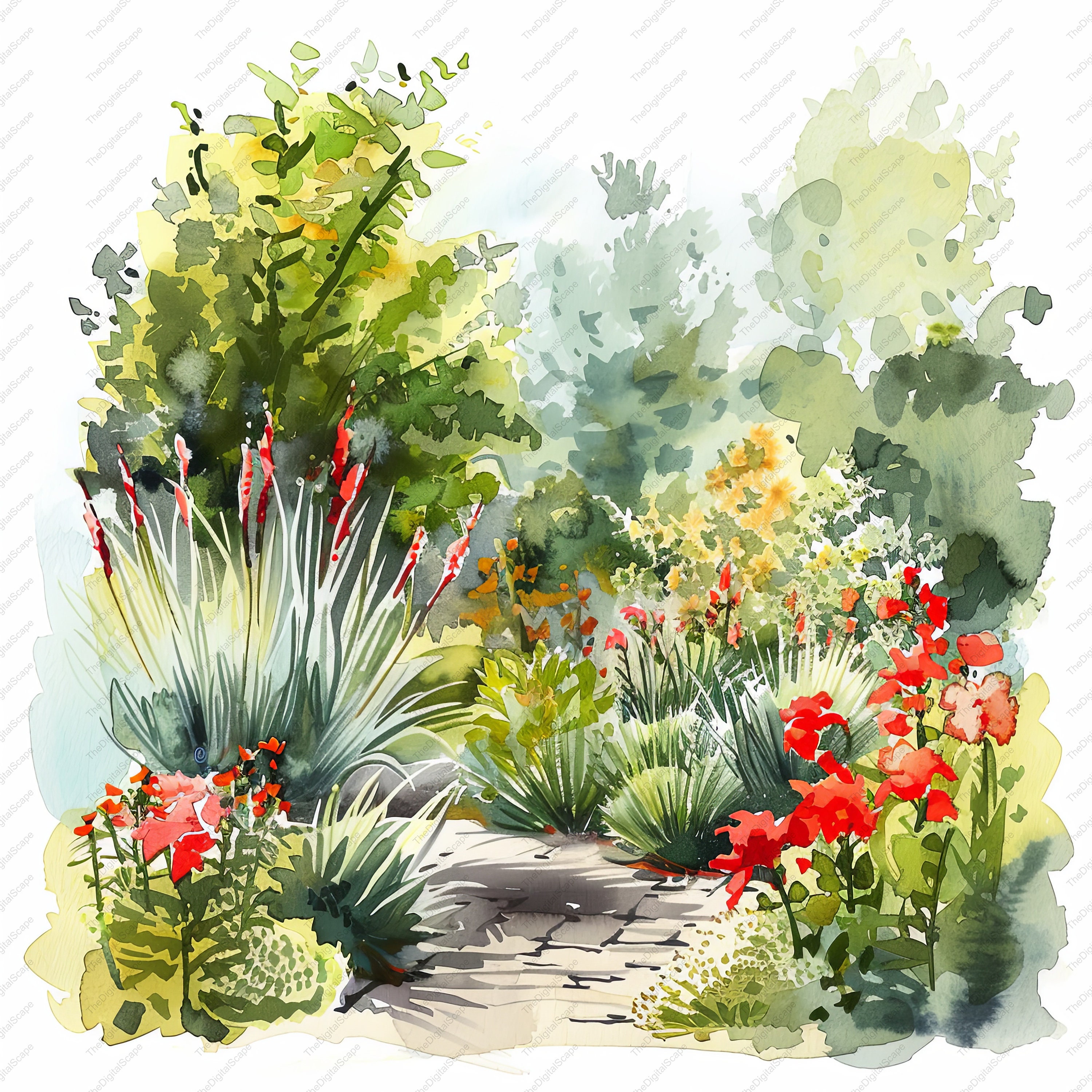 10 Summer Gardens Clipart High Quality Jpgs, Scrapbooks, Digital Craft ...