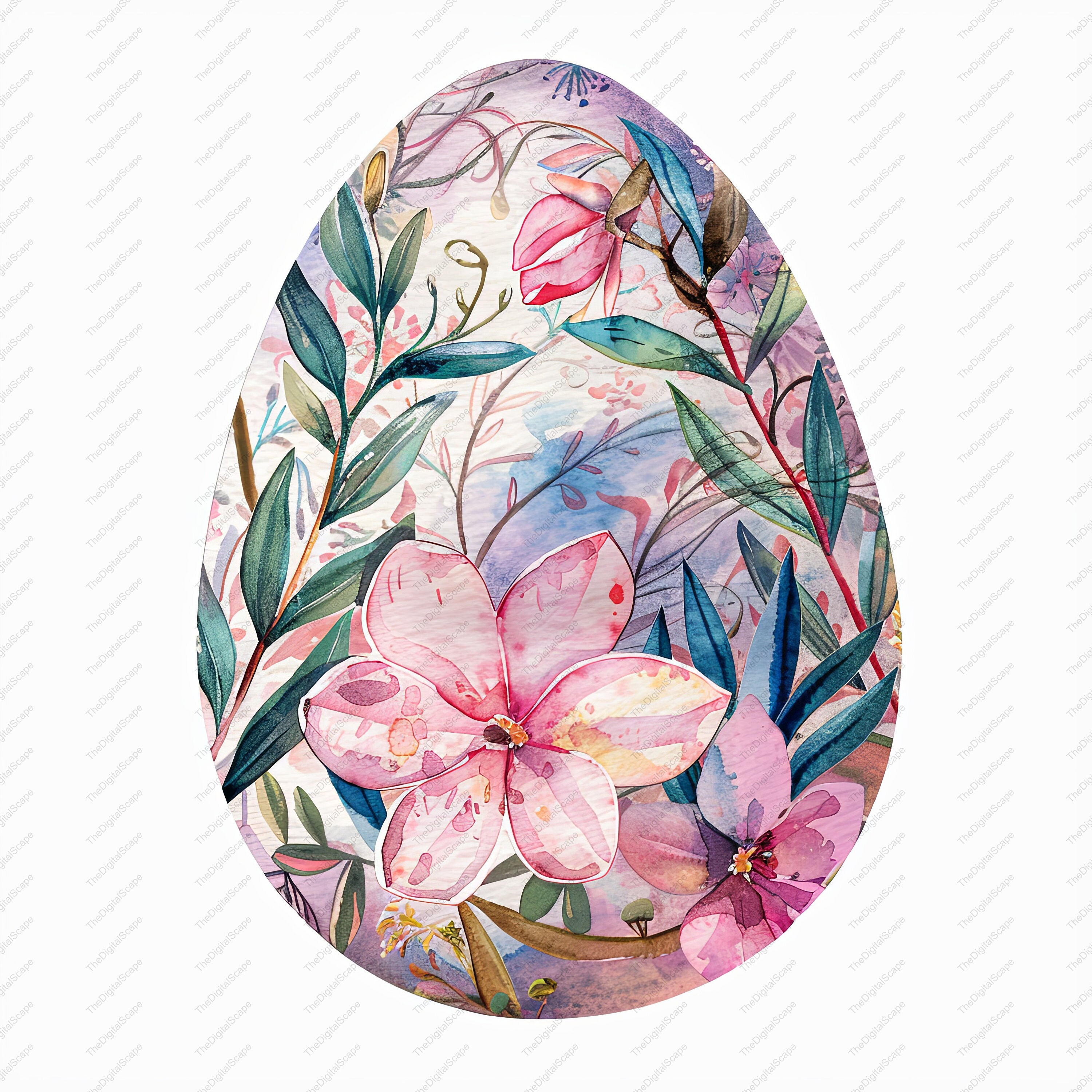 Floral Easter Egg Clipart: Watercolor Flower Designs (digital Download ...