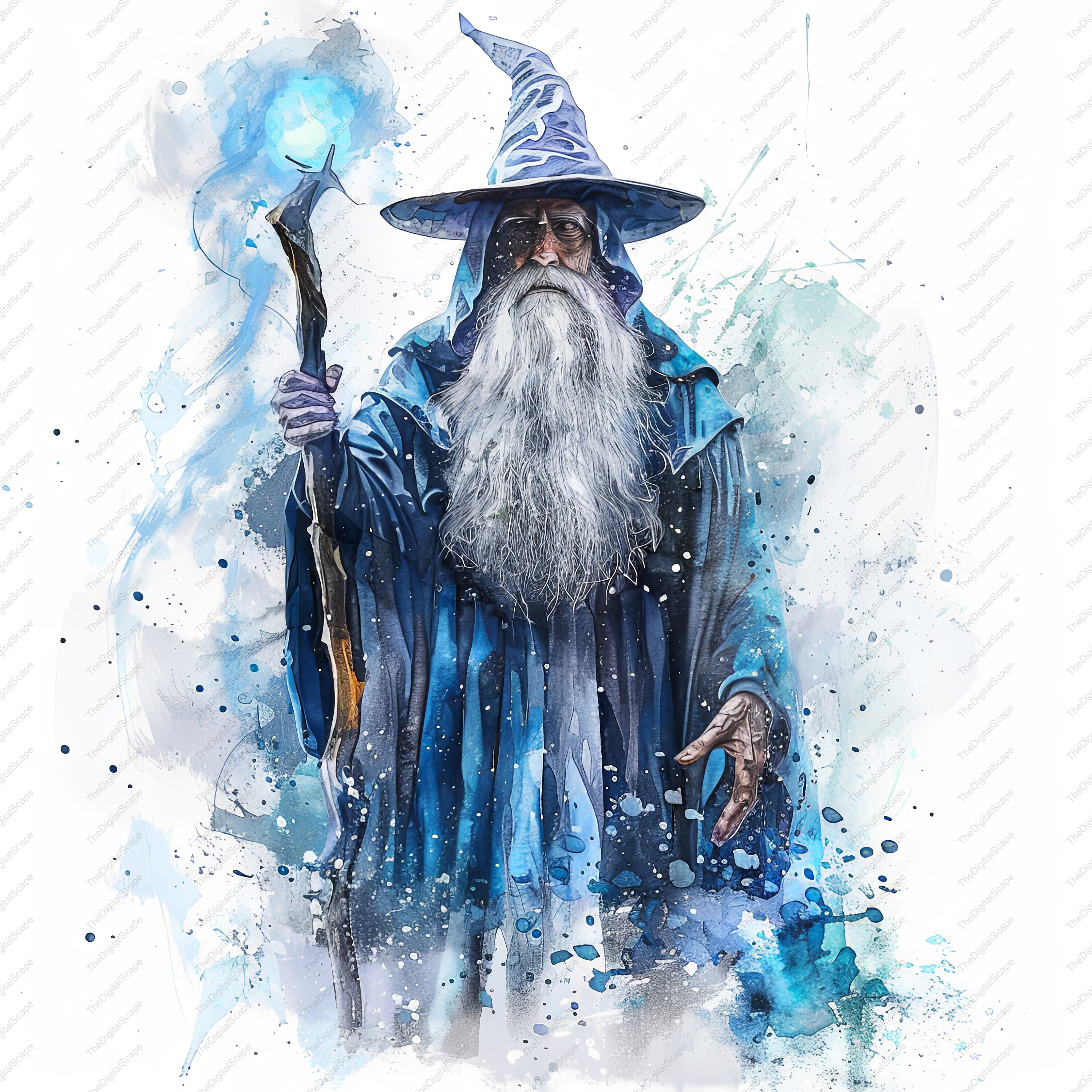 Mystical Watercolor Wizard Clipart – High-quality Jpgs (commercial Use ...
