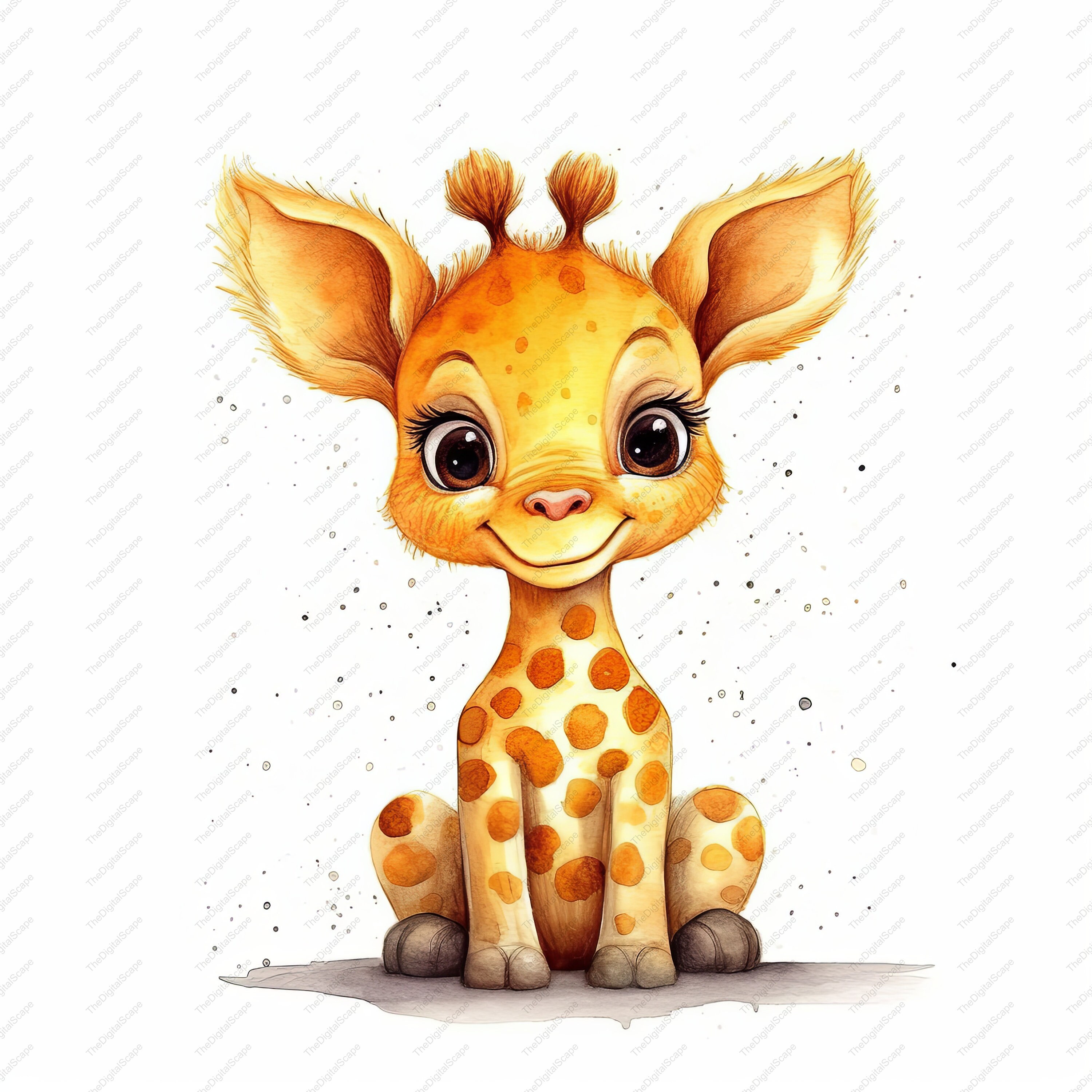 Cute Baby Giraffe Clipart – High Quality Jpgs, Commercial Use (instant ...