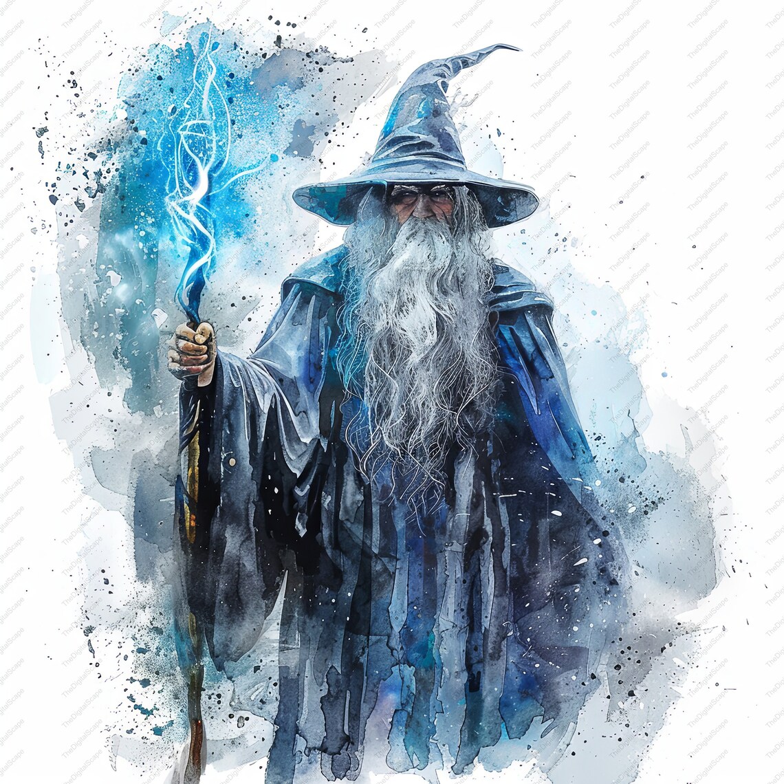 Mystical Watercolor Wizard Clipart – High-quality Jpgs (commercial Use ...