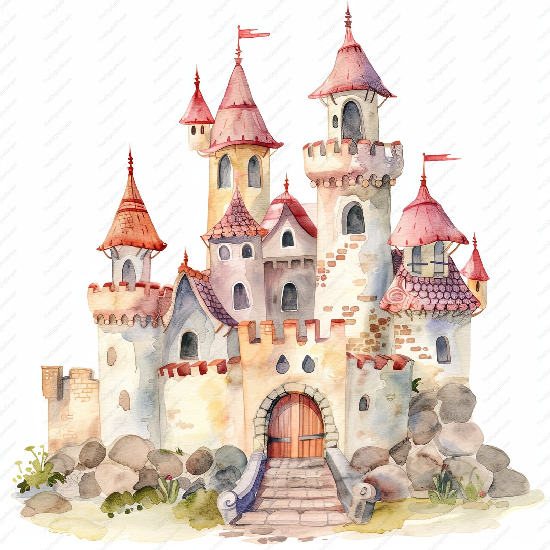 Fairytale Castle Clipart – Watercolor Castle Illustration (digital ...