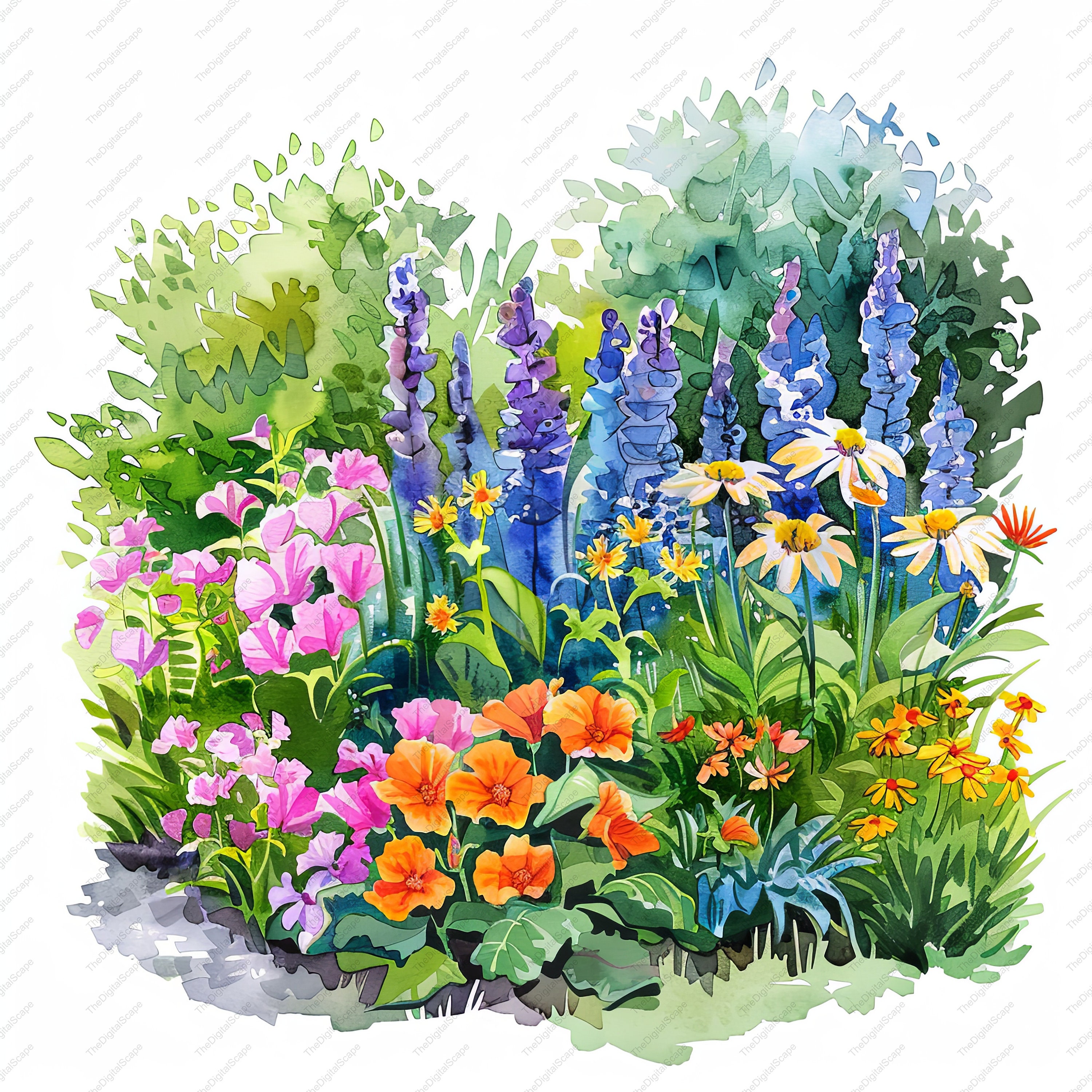 10 Summer Gardens Clipart High Quality Jpgs, Scrapbooks, Digital Craft ...