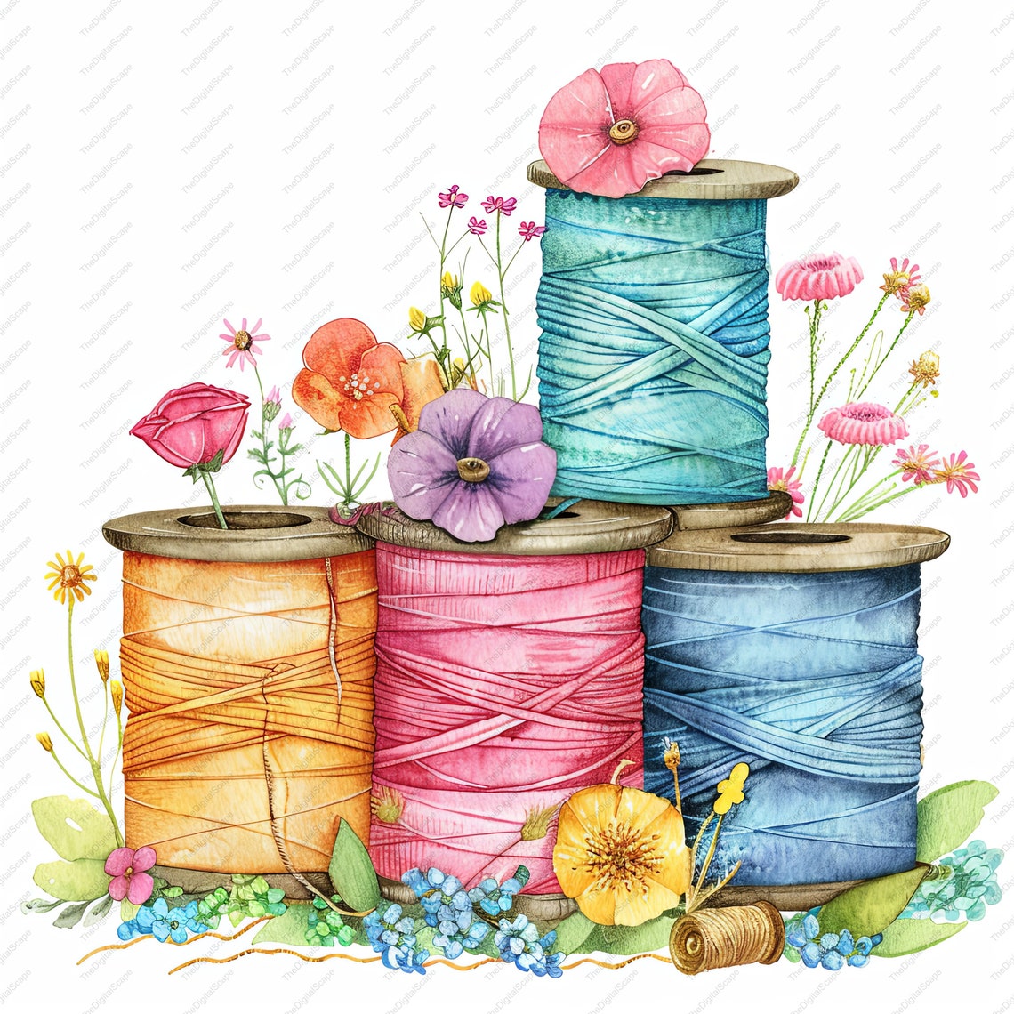 Vintage Spools of Thread Clipart 10 High Quality Jpgs, Scrapbooks ...