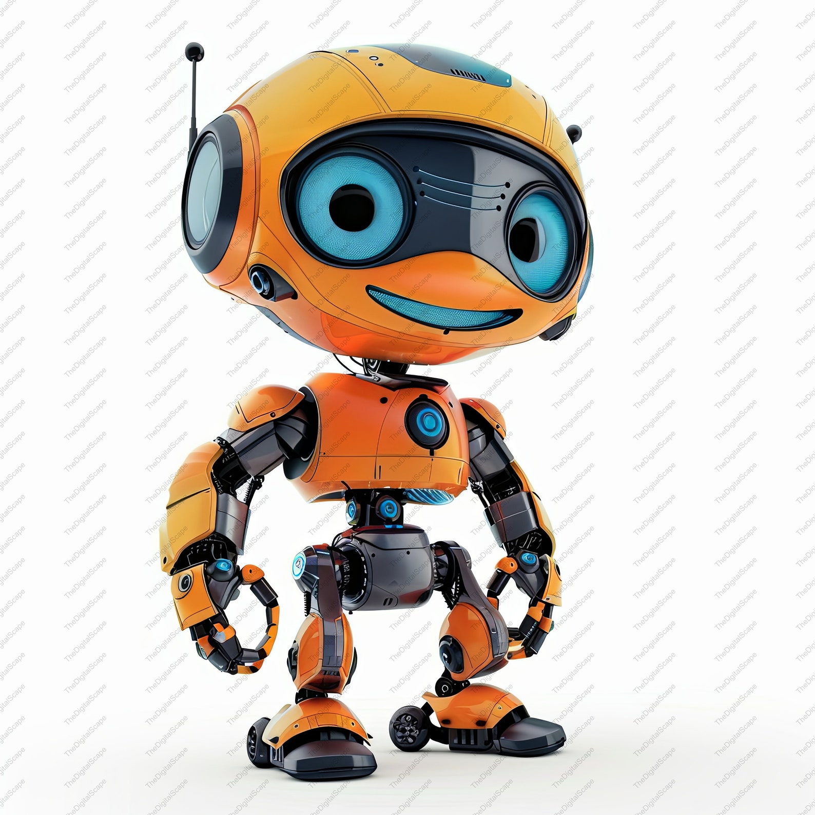 10 Cartoon Cute Smiling Robots Clipart High Quality Jpgs, Scrapbooks ...