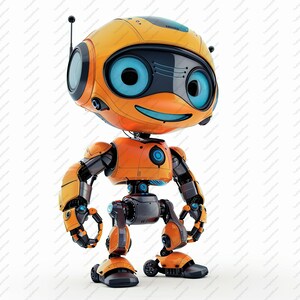 10 Cartoon Cute Smiling Robots Clipart - High Quality Jpgs, Scrapbooks ...