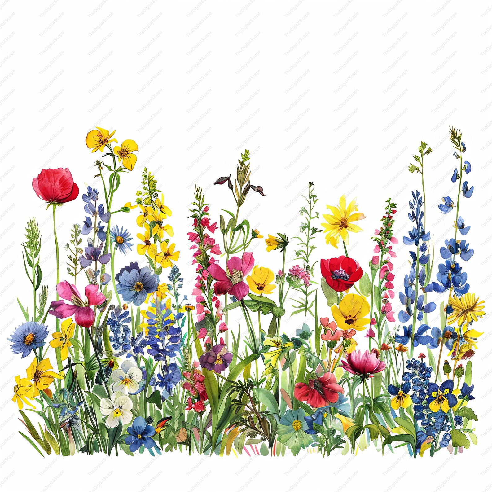 Wildflower Border Clipart 10 High Quality Jpgs, Scrapbooks, Digital ...