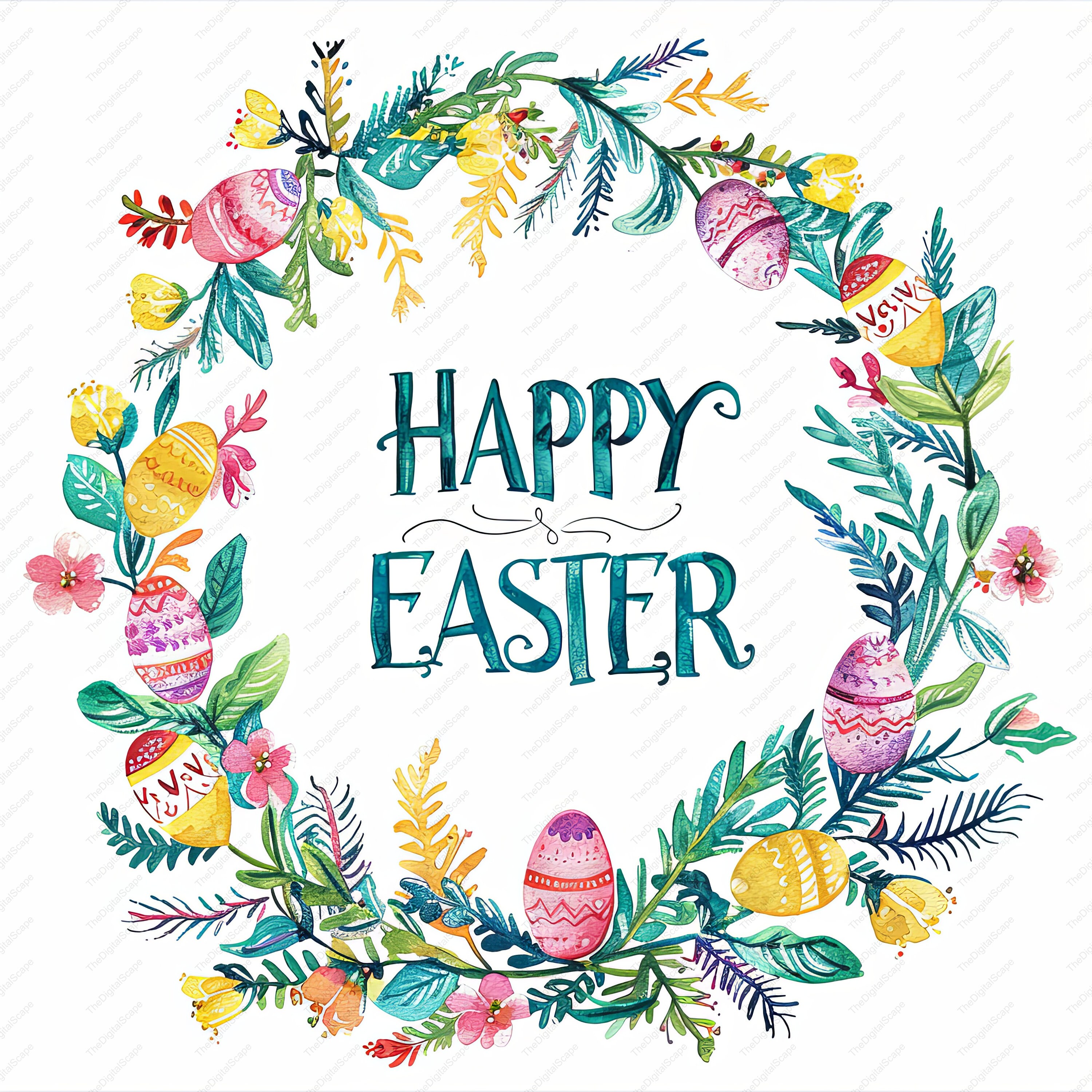 Easter Wreath Clipart – Floral Egg Design, 10 Jpgs (digital Download ...