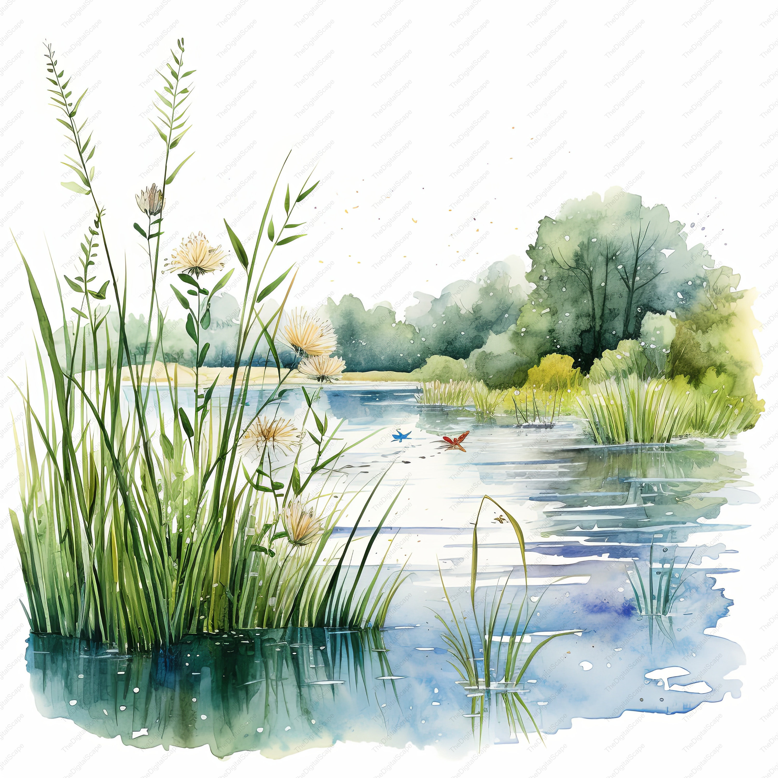 Country Pond Clipart 10 High Quality Jpgs, Scrapbooks, Digital Craft ...