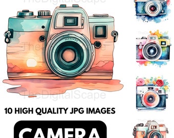 10 Watercolor Camera Clipart, Camera Clipart, Camera Clip Art, Jpgs ...